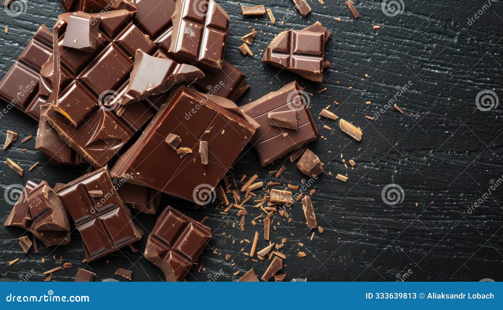 A Broken Bar of Dark Chocolate on a Black Table. the Concept of ...