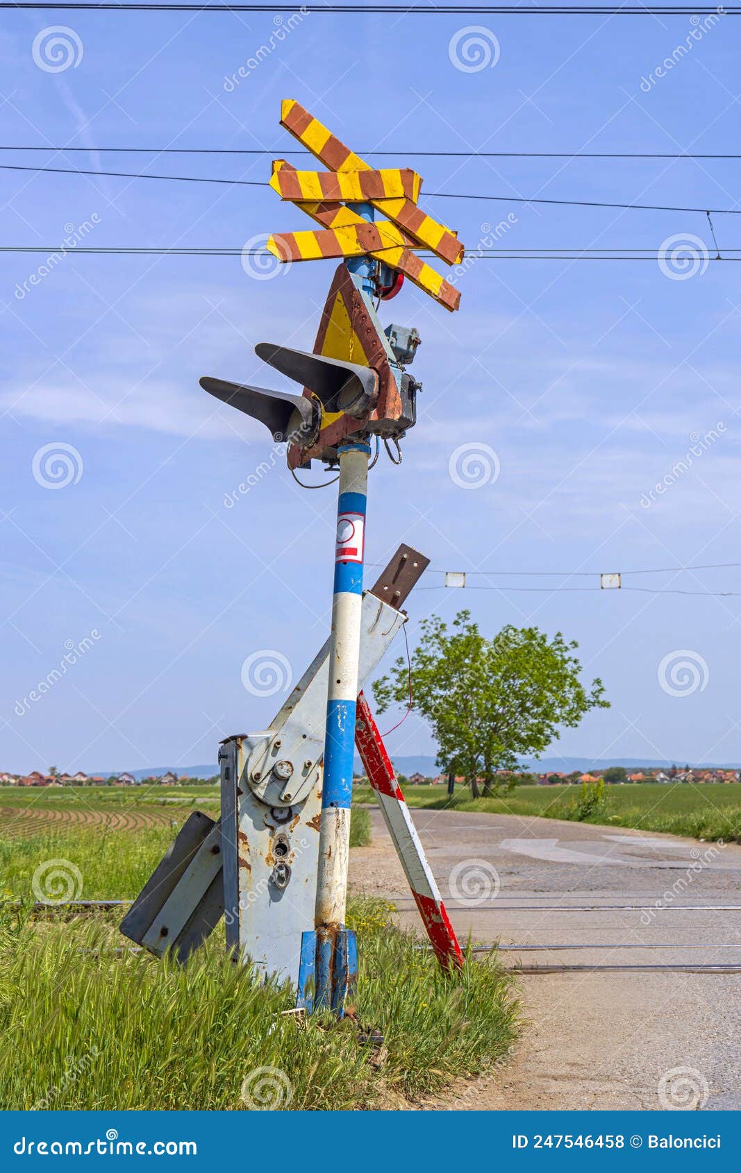 Broken Rail Crossing stock photo. Image of sign, damaged - 247546458