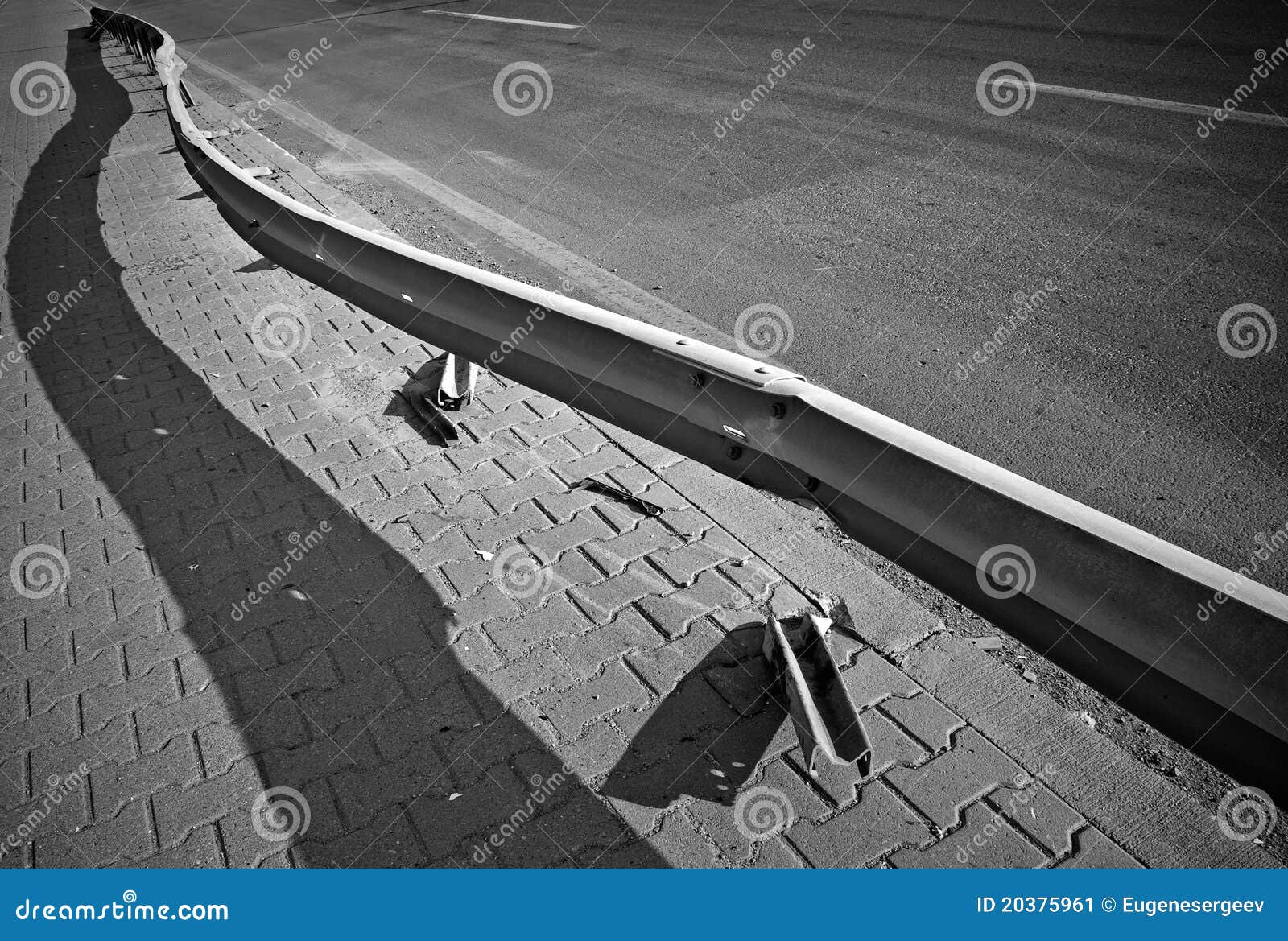 Broken Barrier on the Highway Stock Image - Image of marks, crash: 20375961