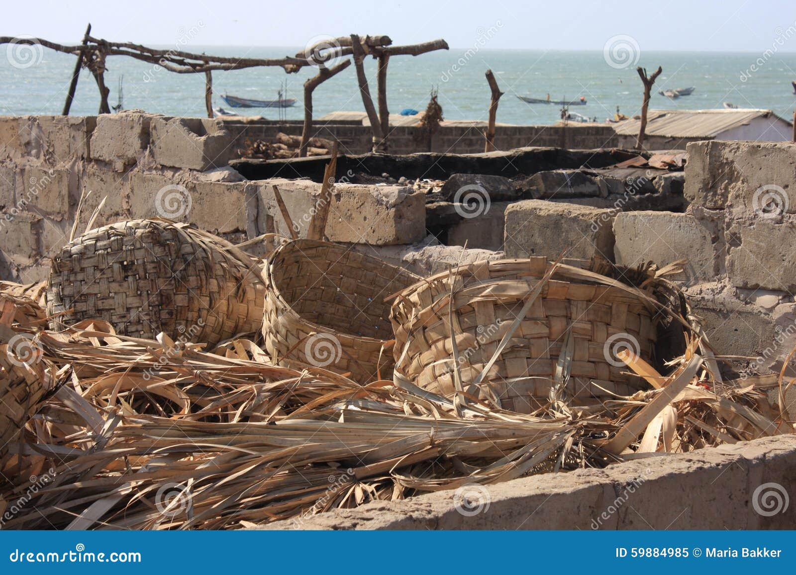 Broken Baskets and Drying Place of Fish Market Tanji Stock Image ...