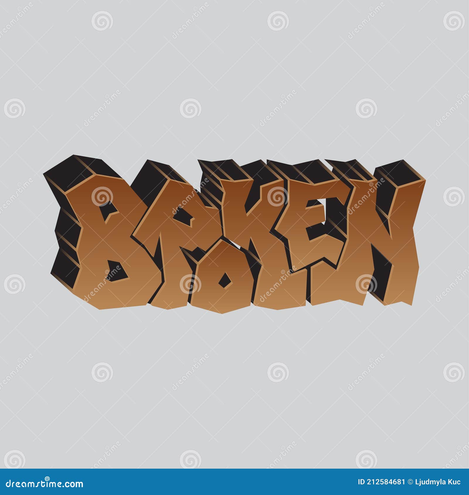 Broken by Beautiful Volumetric Letters Stock Vector - Illustration of ...