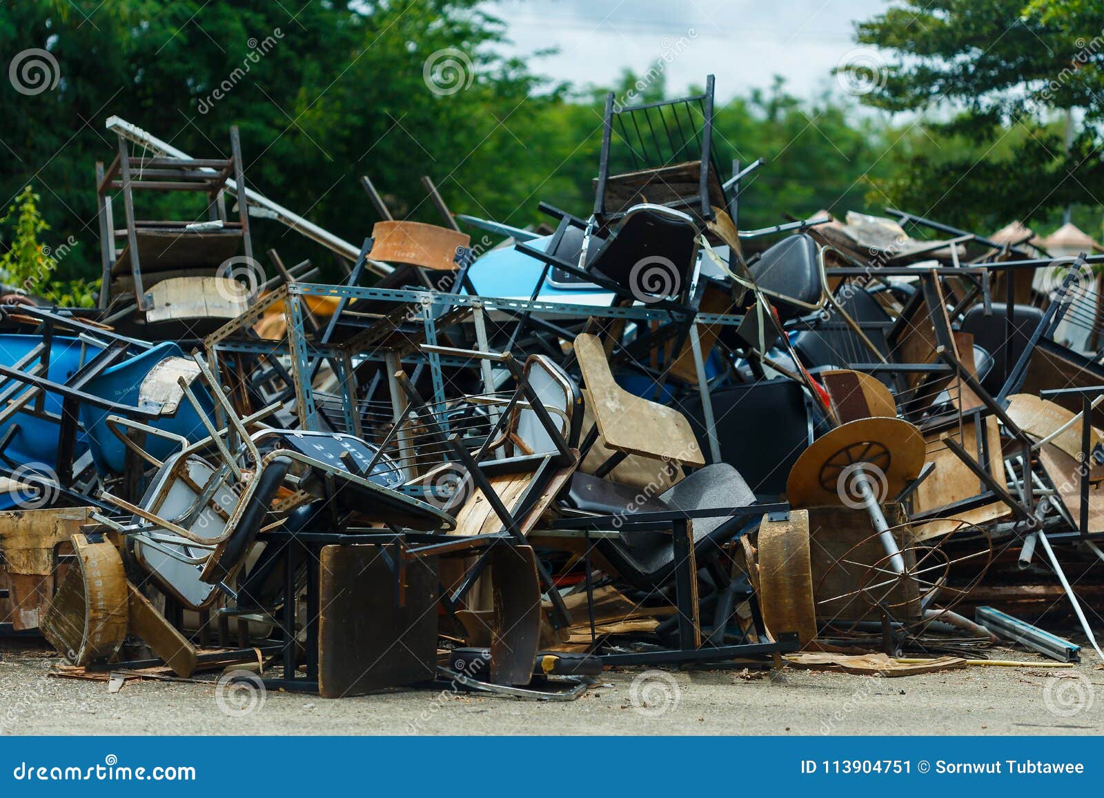 Broken bench table stock image. Image of factory, consequences - 113904751