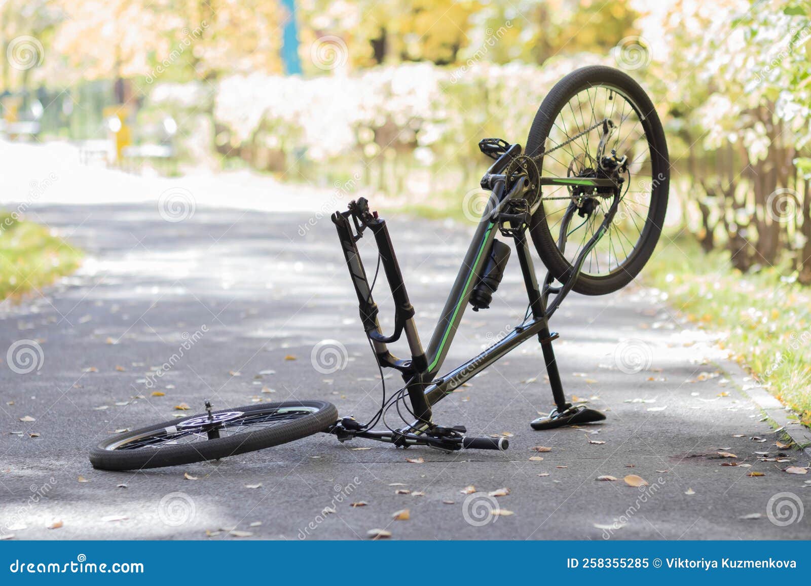 A Broken Bicycle in the Park. Close Up Stock Image - Image of cyclist ...