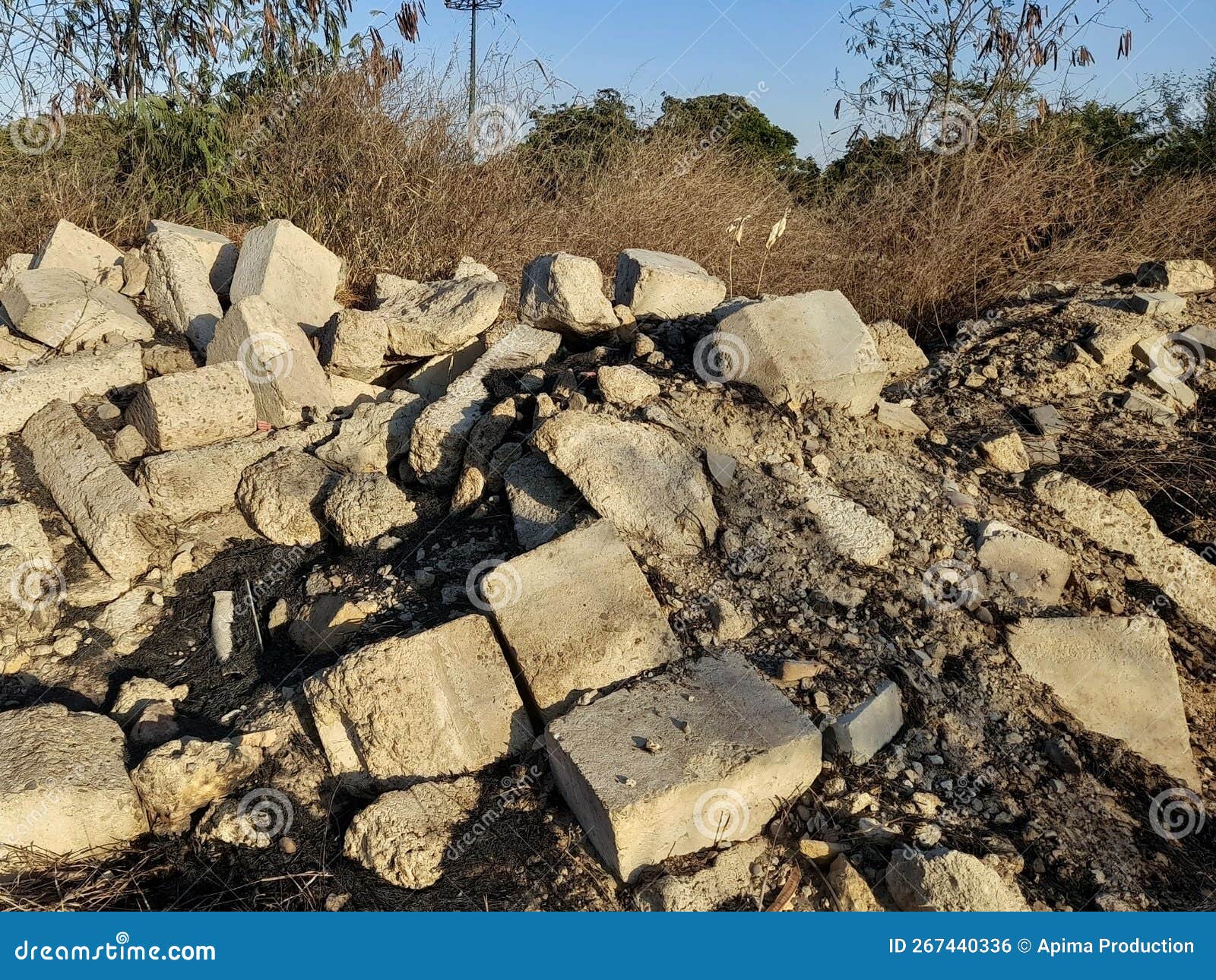 Broken Big Bricks on Ground Wasted Blocks Stock Photo - Image of ...