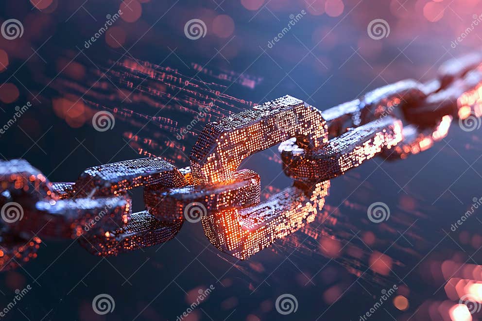 Broken Binary Code Chain Reconnecting, Symbolizing Data Breach Recovery ...