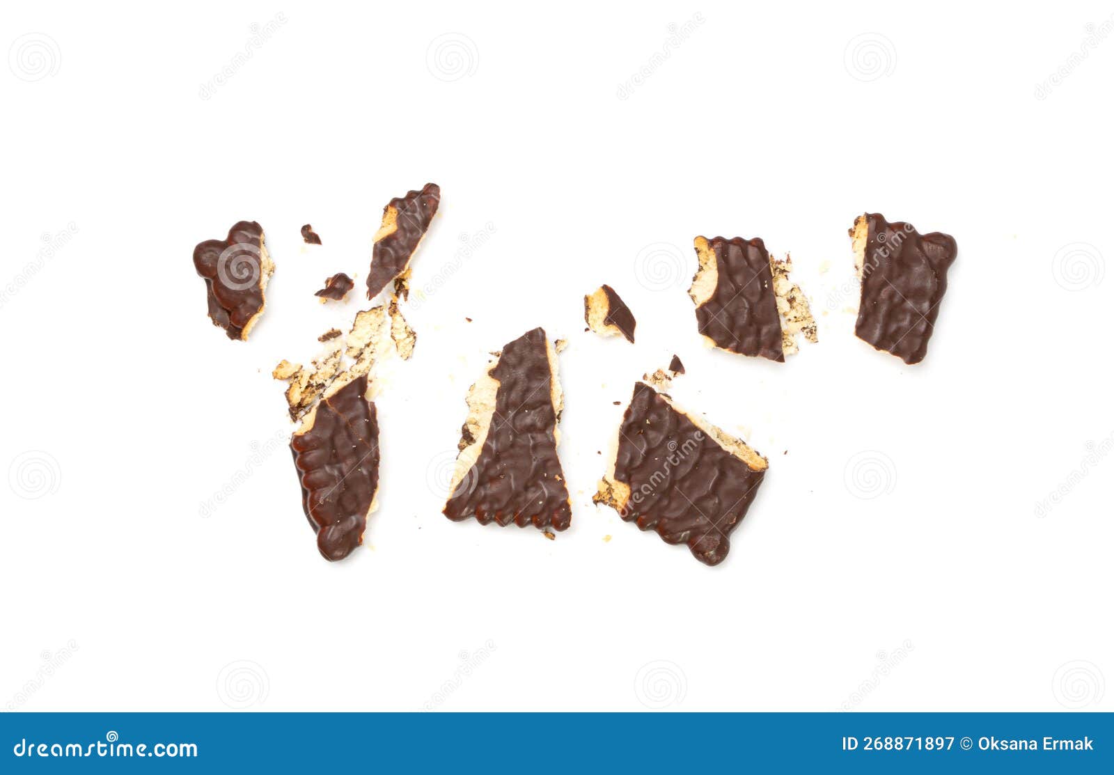 Broken Biscuit Coated in Dark Chocolate Isolated, Crumbled Square ...