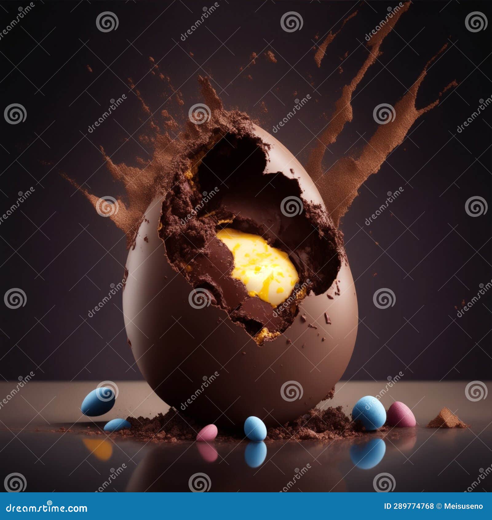 Broken Black Chocolate Egg Exploding Illustration Stock Illustration ...