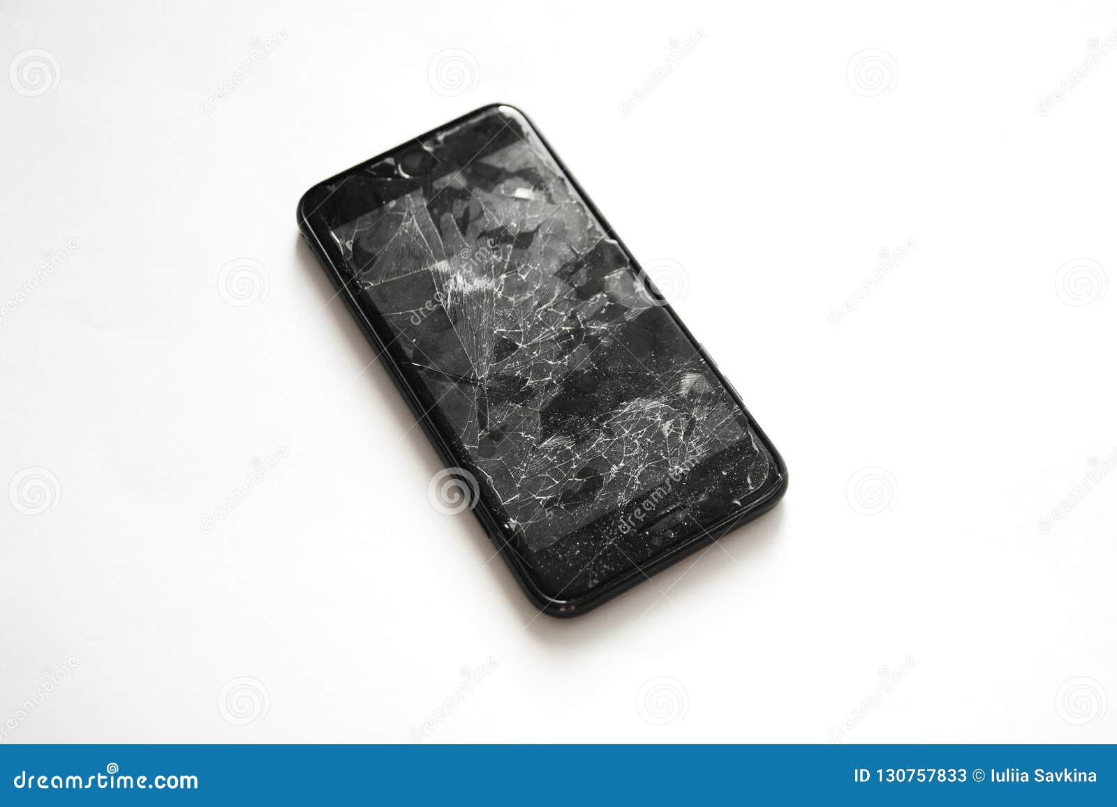 Broken Black Smart Phone with Cracks on the Screen Editorial Stock ...