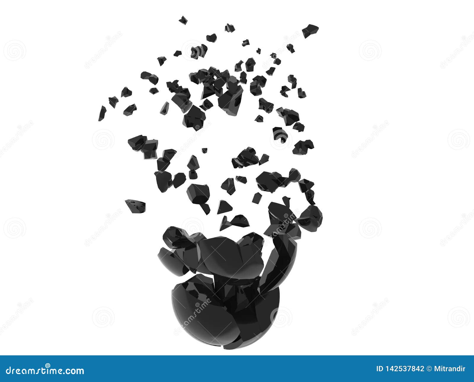 Broken Black Sphere - Pieces Flying in the Air Stock Illustration ...