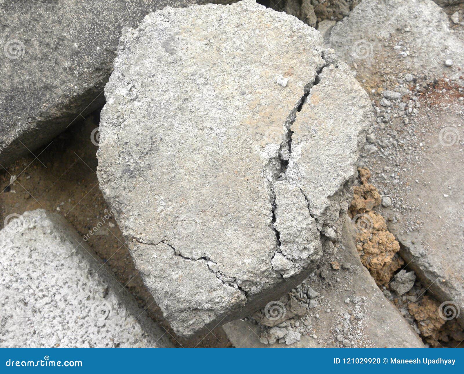 Broken blocks of concrete stock photo. Image of grunge - 121029920