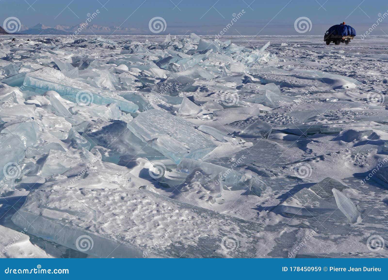 Broken Blocks of Ice on the Lake, Near the Track Stock Image - Image of ...