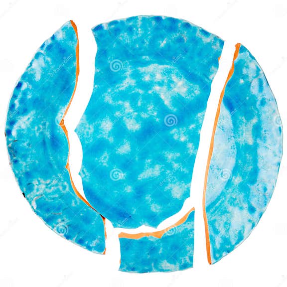Broken blue ceramic plate stock photo. Image of destruction - 53221952