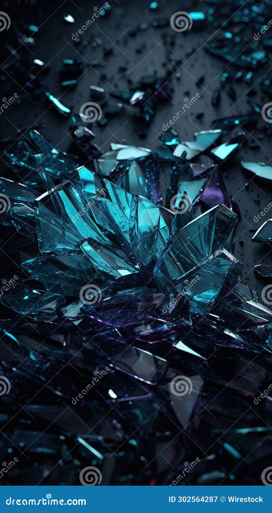 Broken Blue Glass Shard on a Dark Background. AI-generated Stock ...