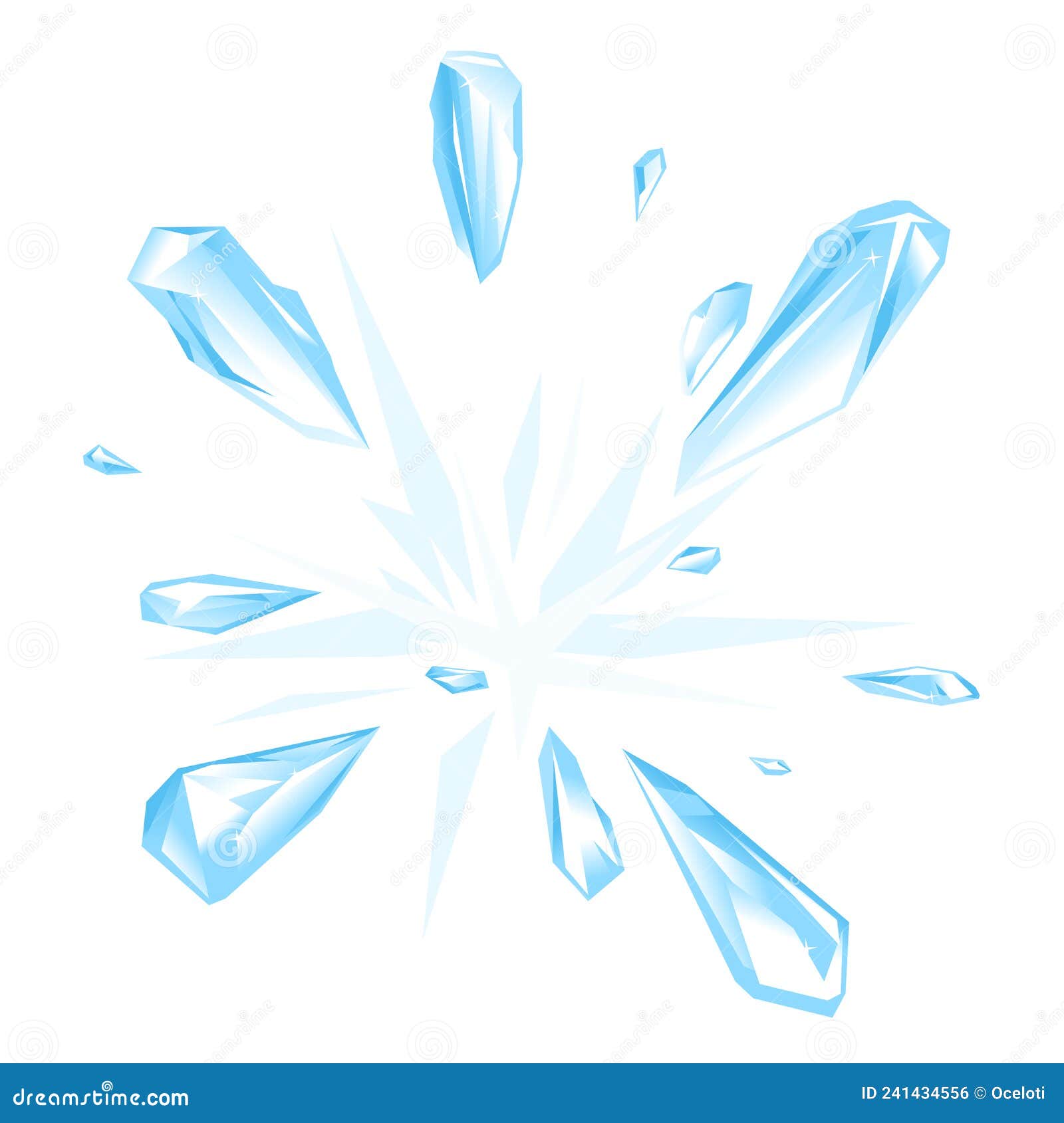 Broken Blue Ice Shards Fly from Explosion Stock Vector - Illustration ...