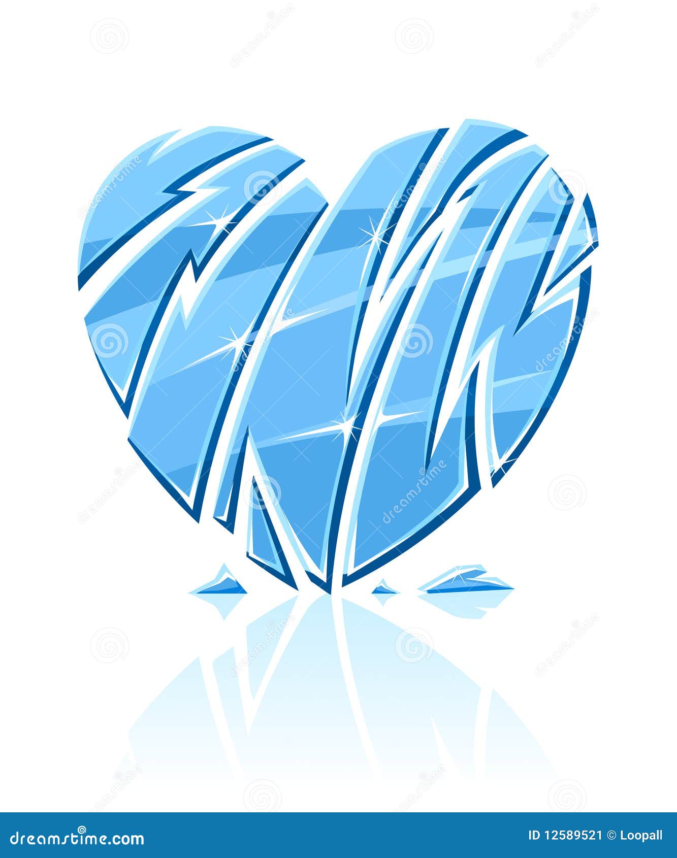 Broken blue icy heart stock illustration. Illustration of silhouette ...