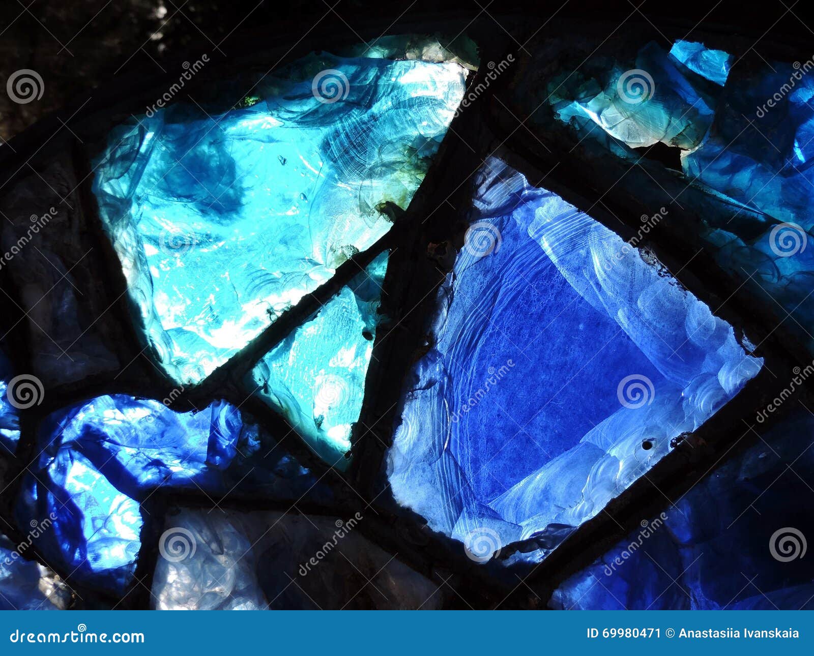 Broken Blue Stained-glass Window. Stock Image - Image of artist ...