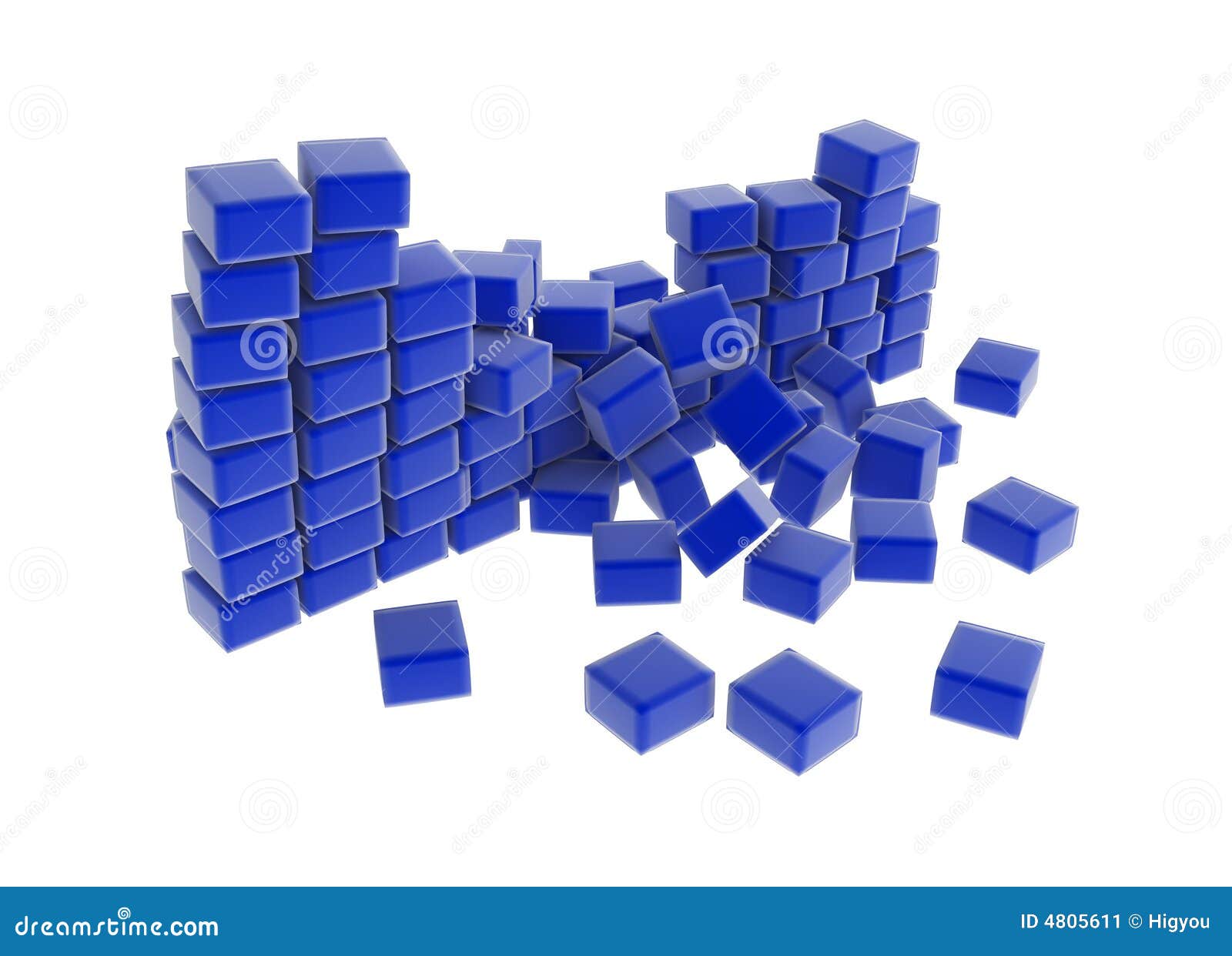 Broken Blue Wall stock illustration. Illustration of standing - 4805611