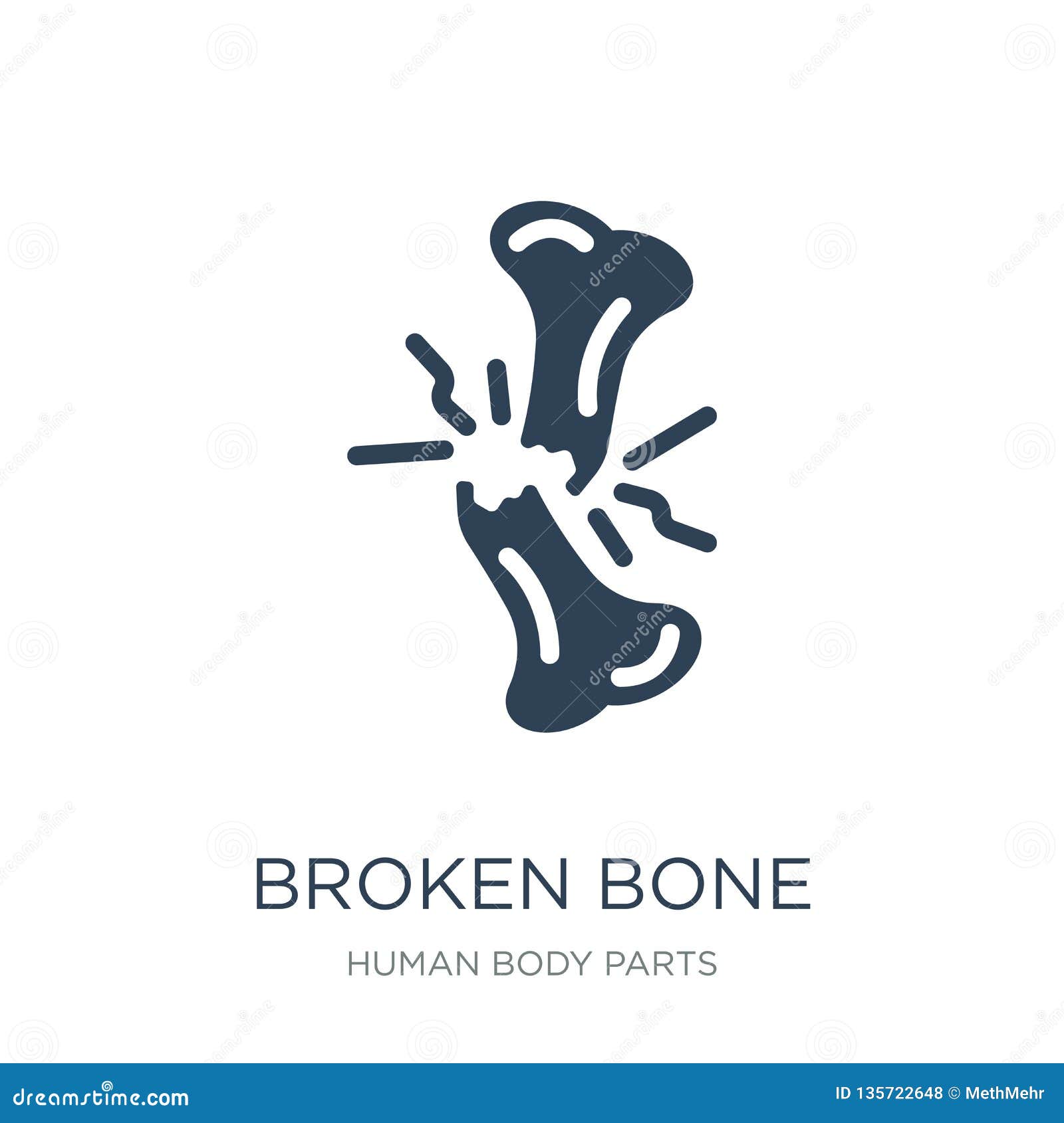 Broken Bone Icon in Trendy Design Style. Broken Bone Icon Isolated on ...