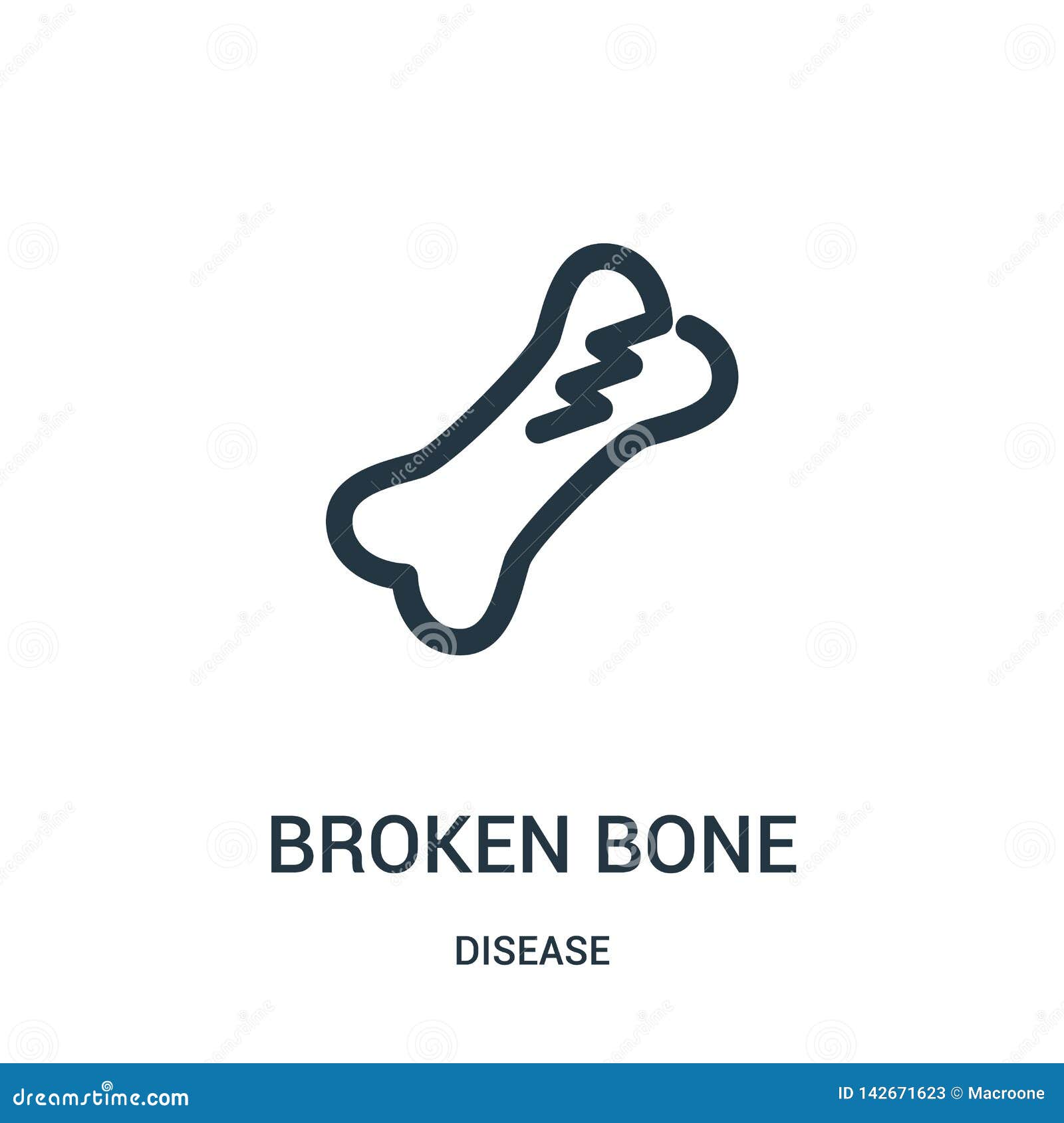 Broken Bone Icon Vector from Disease Collection. Thin Line Broken Bone ...