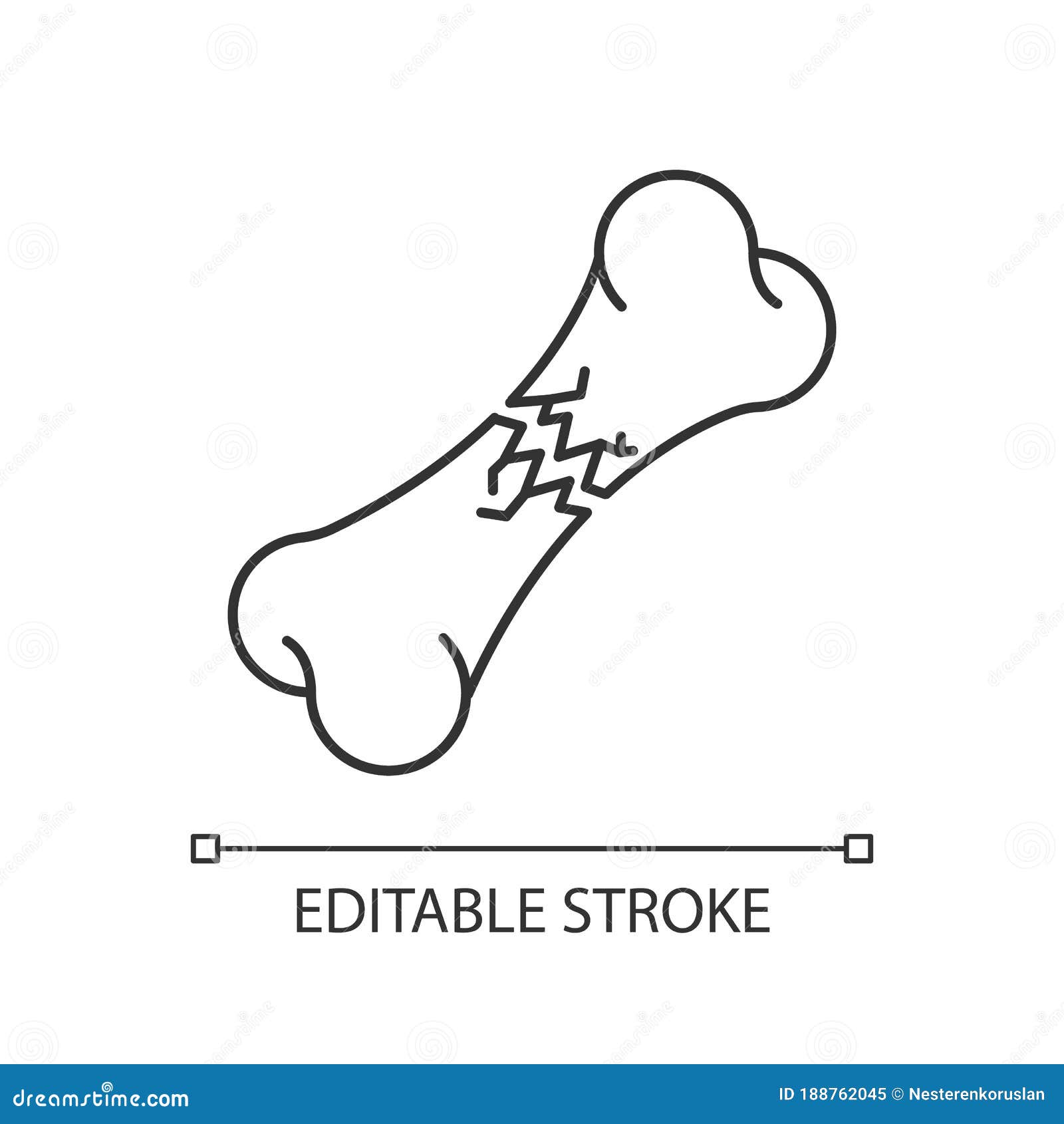 Broken Bone Pixel Perfect Linear Icon. Impacted, Traverse Fracture ...