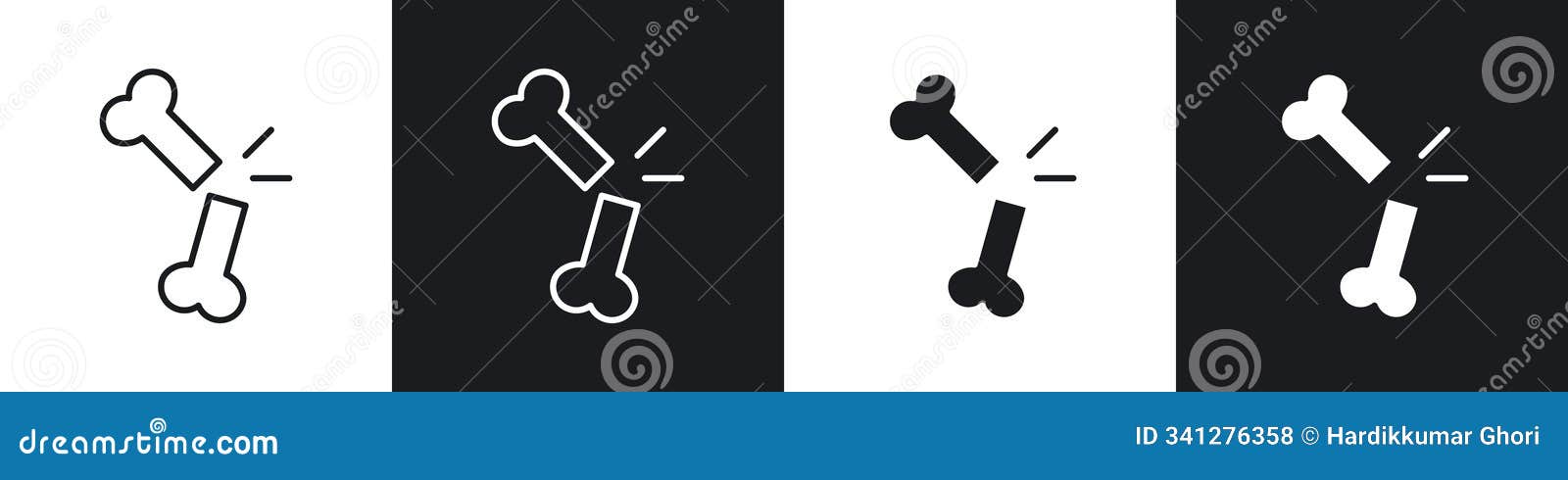 Broken Bone Icon. Impacted, Traverse Fracture. Accident. Hurt Body Part ...