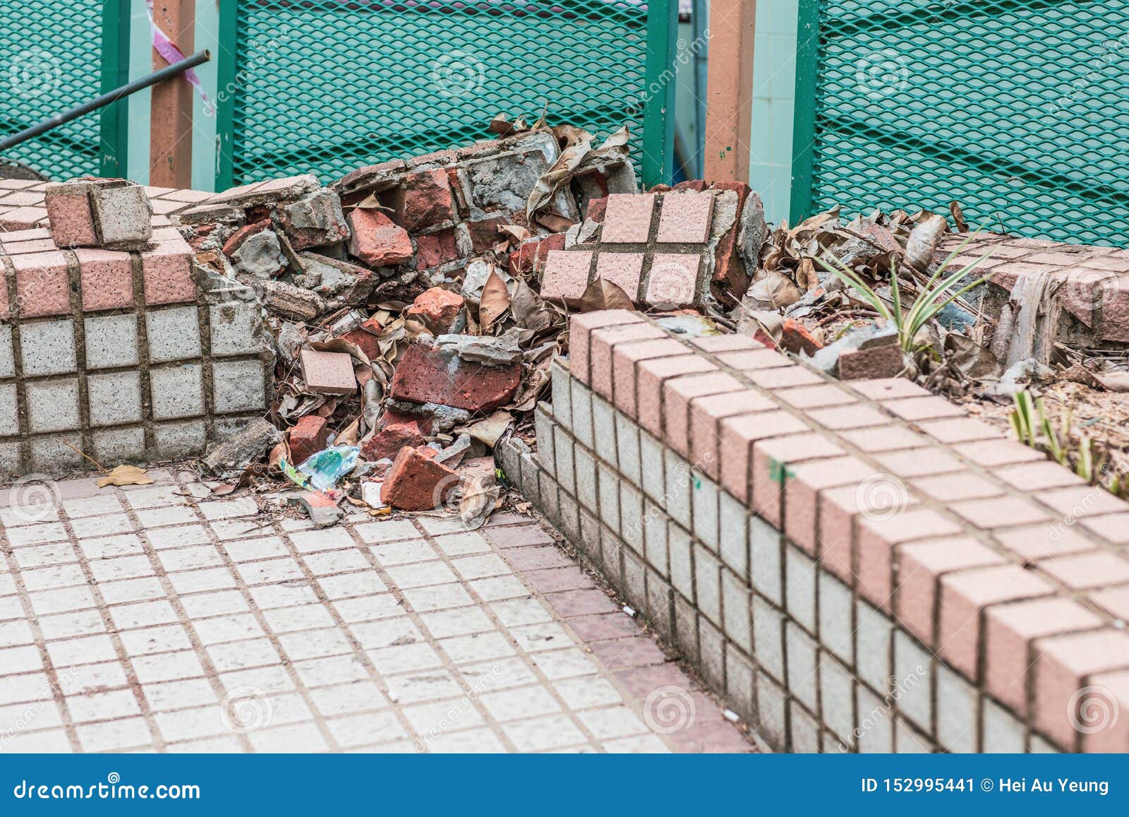 Broken Brick in Footpath of a Garden Stock Image - Image of destruction ...