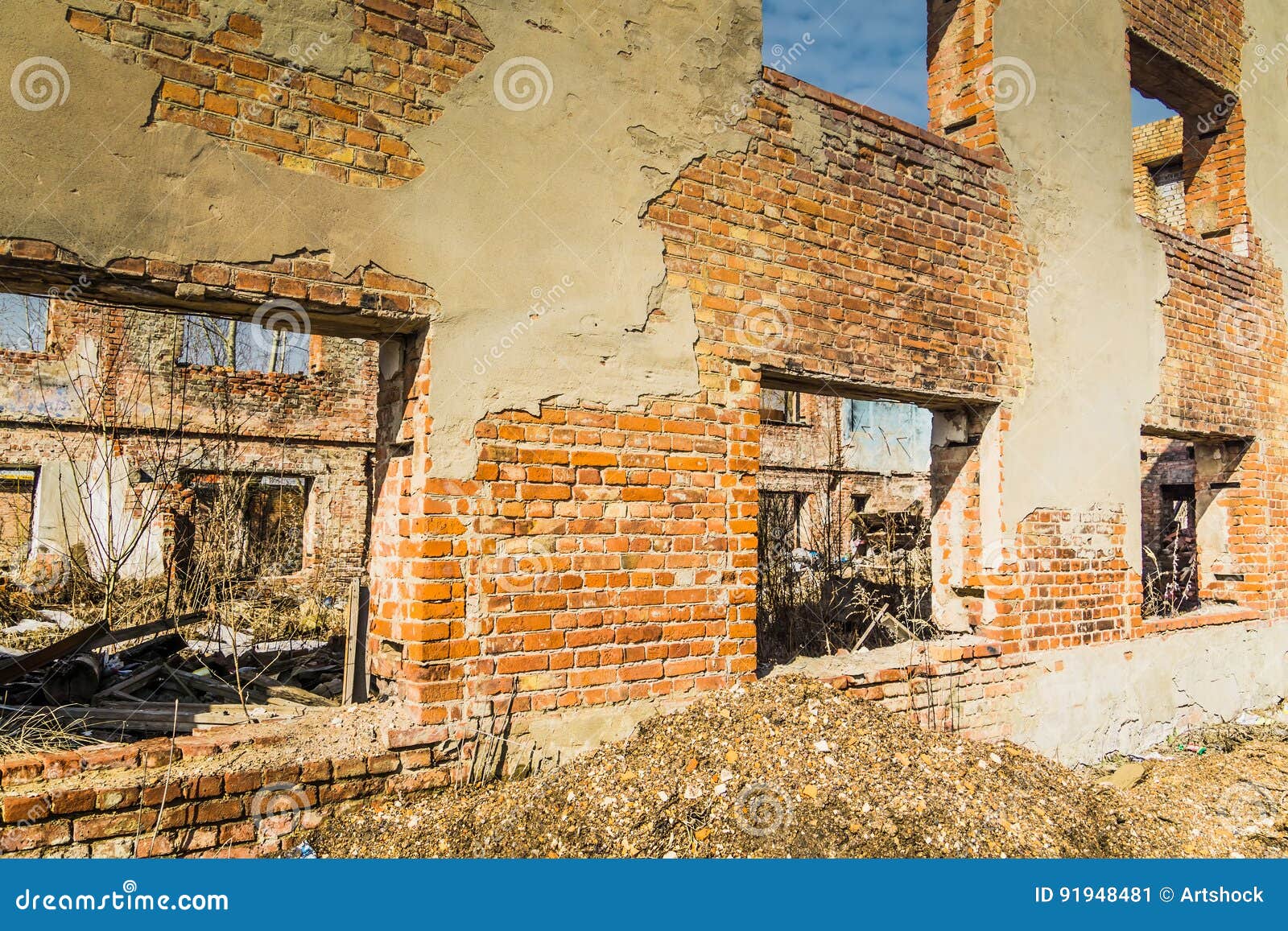 Broken Brick House stock image. Image of ruin, concrete - 91948481