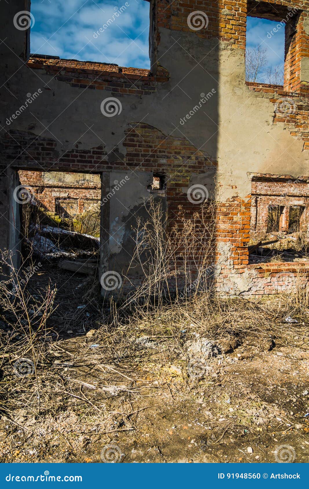 Broken Brick House stock photo. Image of stone, brick - 91948560