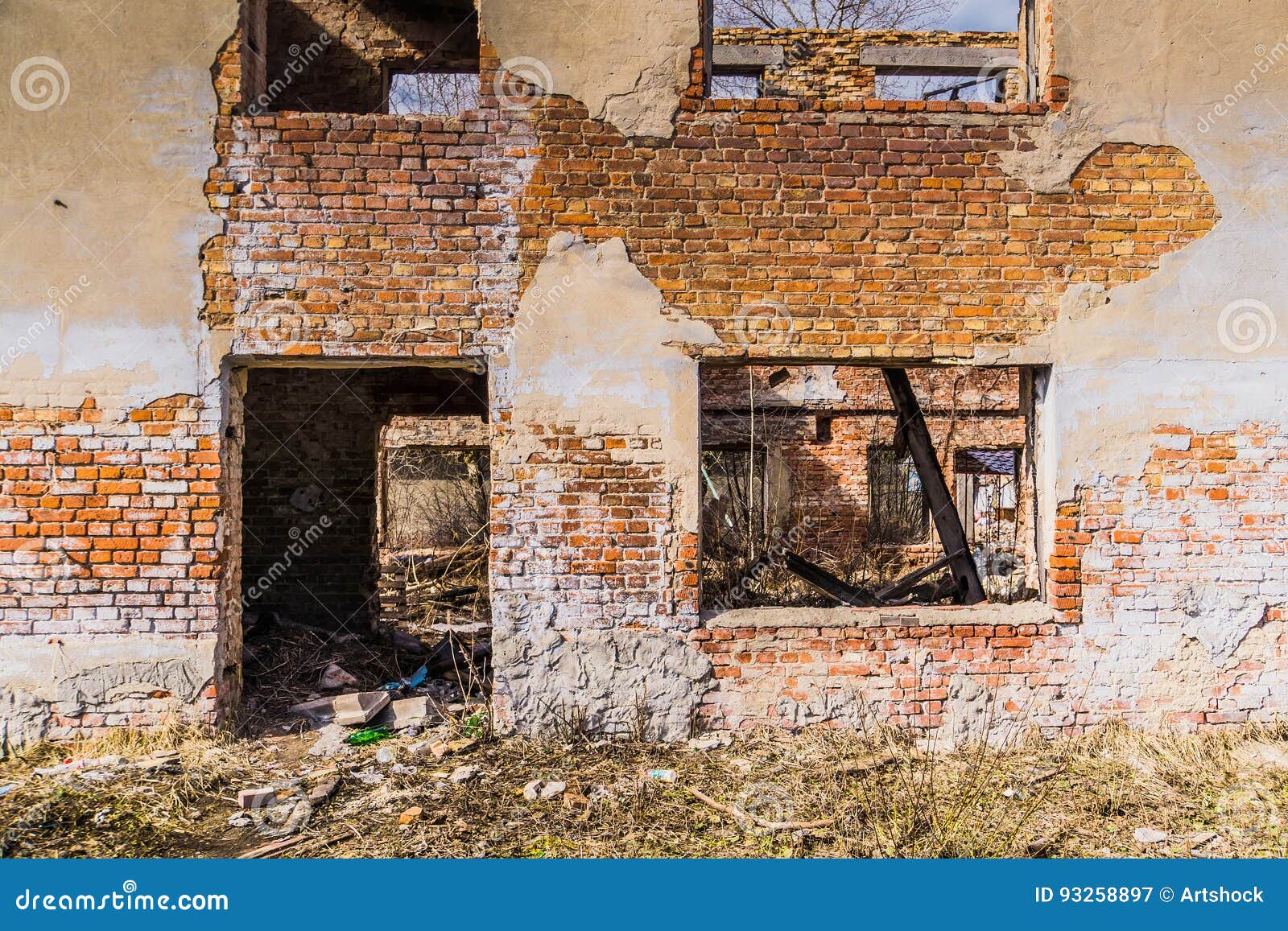 Broken Brick House Windows stock image. Image of broken - 93258897