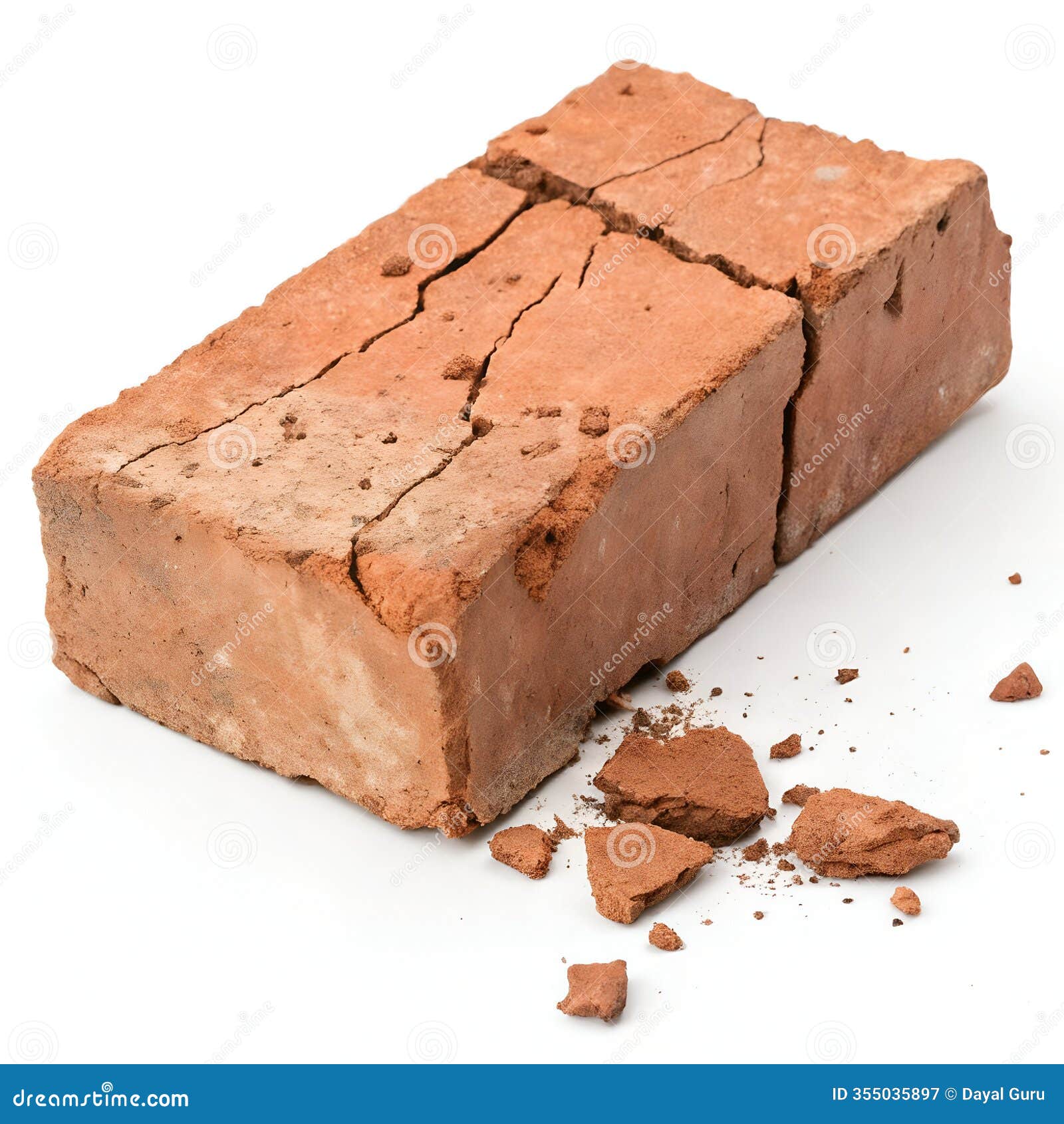 Broken Brick Isolated on White Background Stock Image - Image of ...
