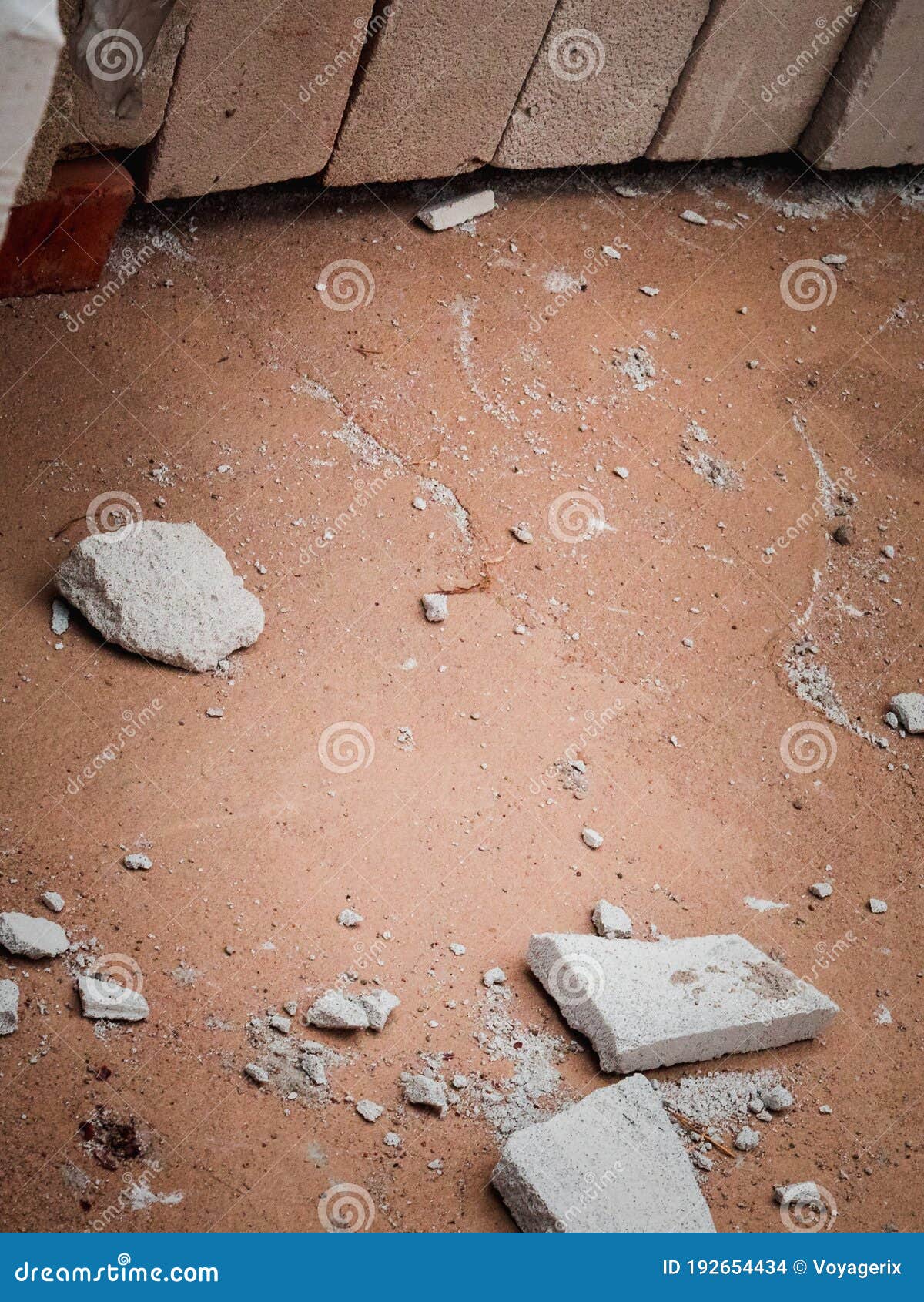 Broken Brick Pieces on Construction Site Stock Photo - Image of mess ...