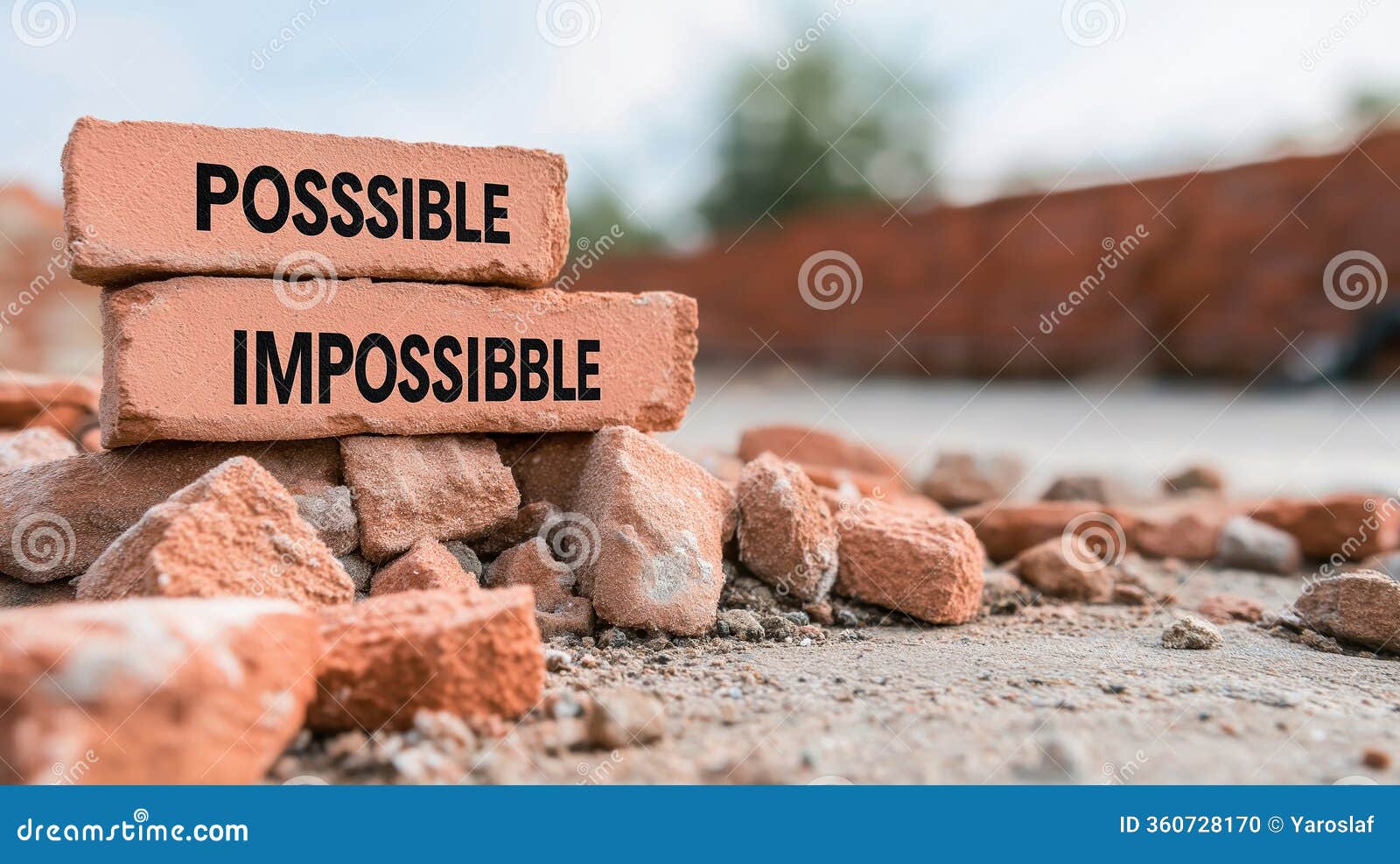 Broken Brick Pile Highlighting Contrasting Labeled Bricks Representing ...