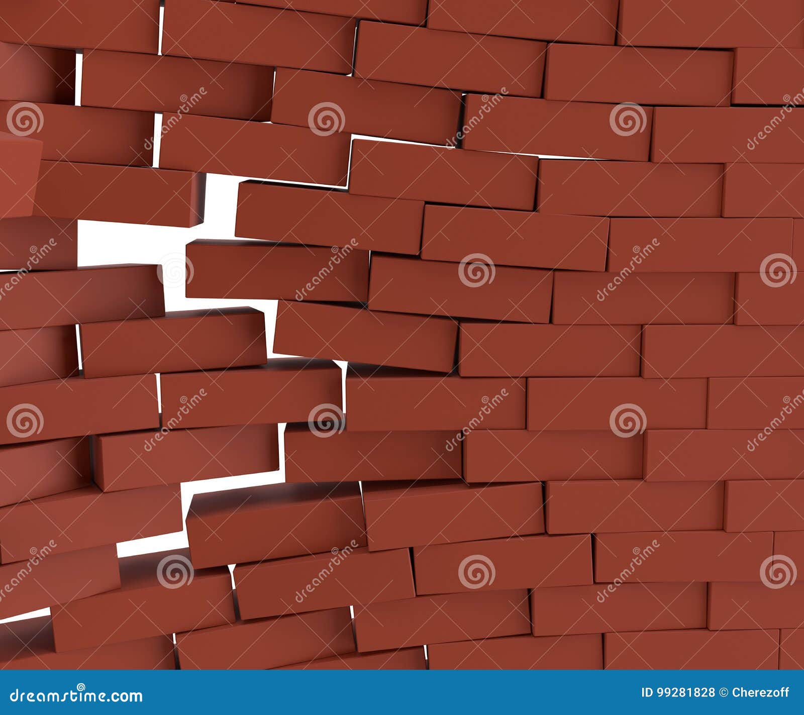 Broken Brick Wall, Close-up Stock Illustration - Illustration of ...