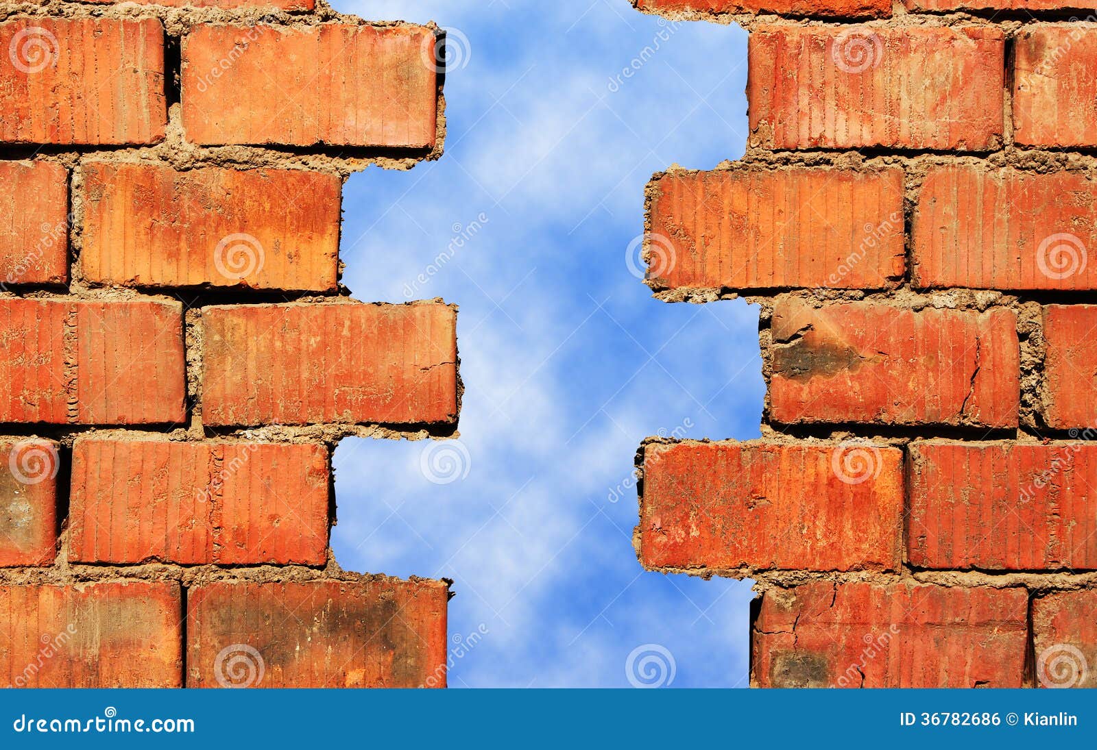 Broken brick wall stock photo. Image of frame, landscape - 36782686