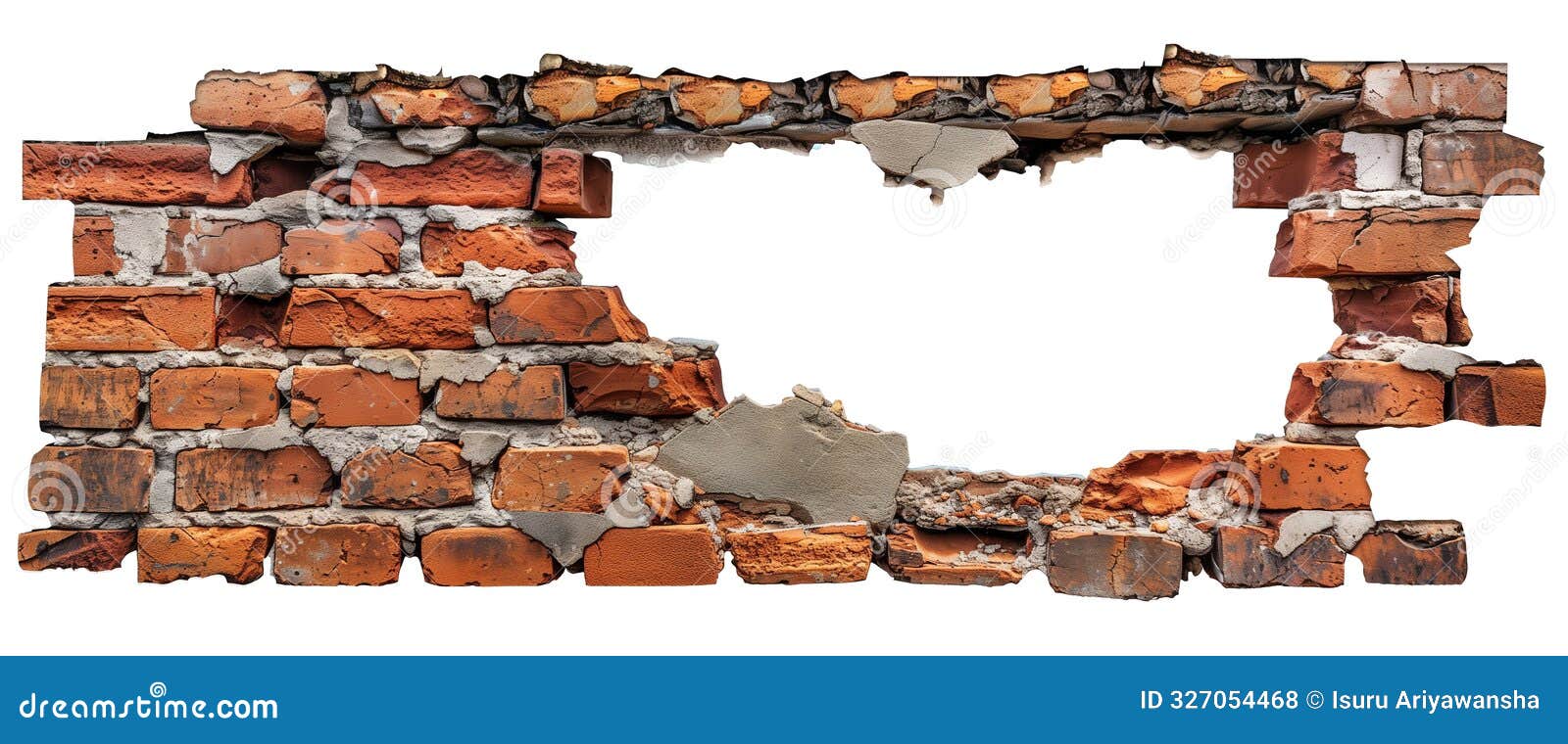 Broken Brick Wall with Hole Isolated on Transparent Background Stock ...