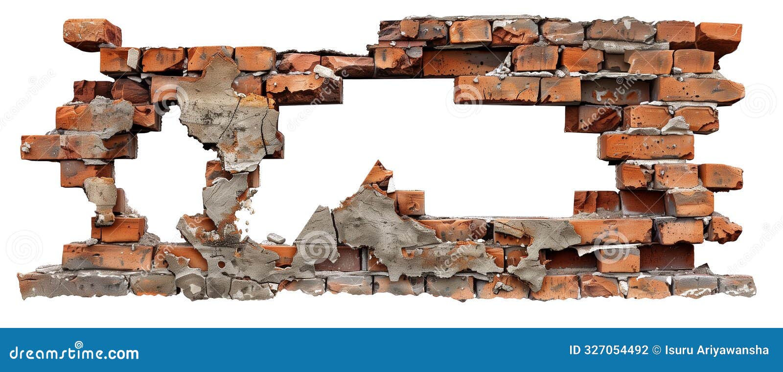 Broken Brick Wall with Hole Isolated on Transparent Background Stock ...