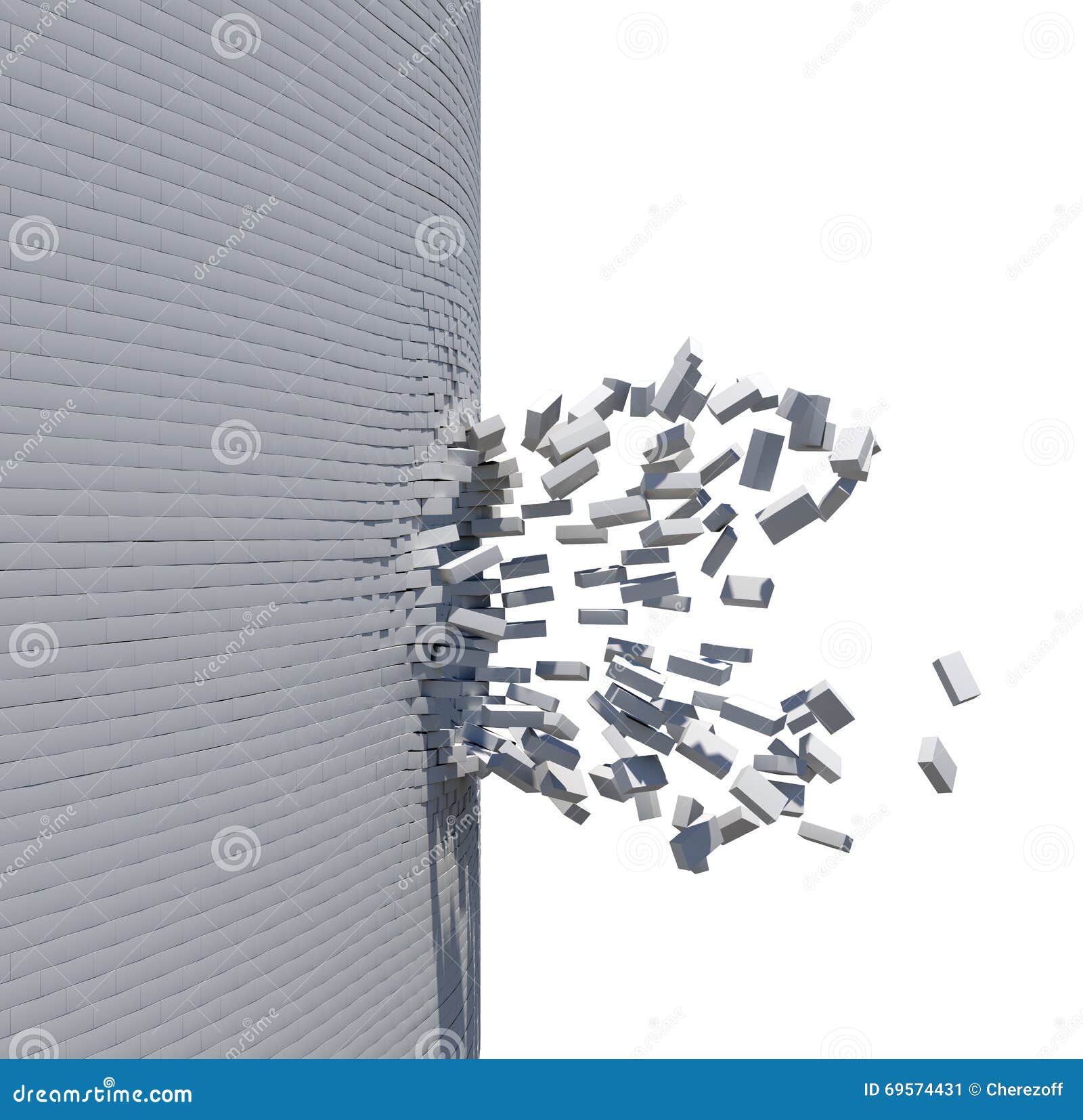 Broken brick wall stock image. Image of brick, block - 69574431