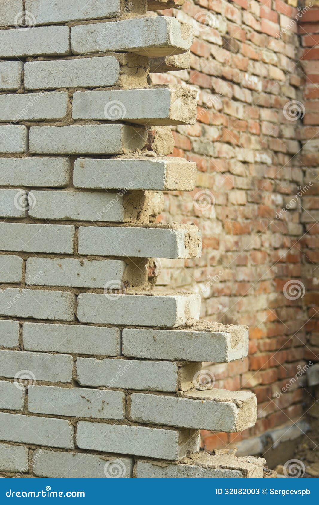 Broken brick wall stock image. Image of destruction, rough - 32082003