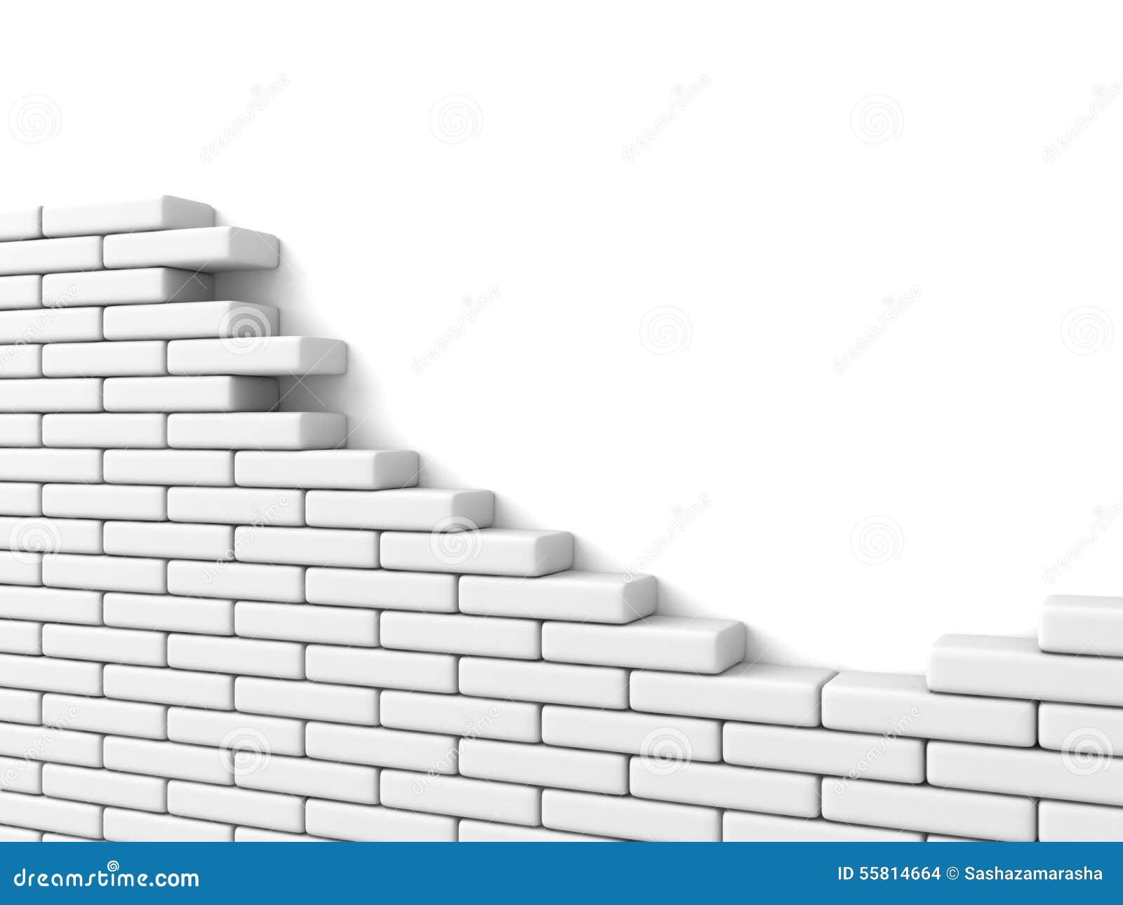 Broken Brick Wall on White Background Stock Illustration - Illustration ...