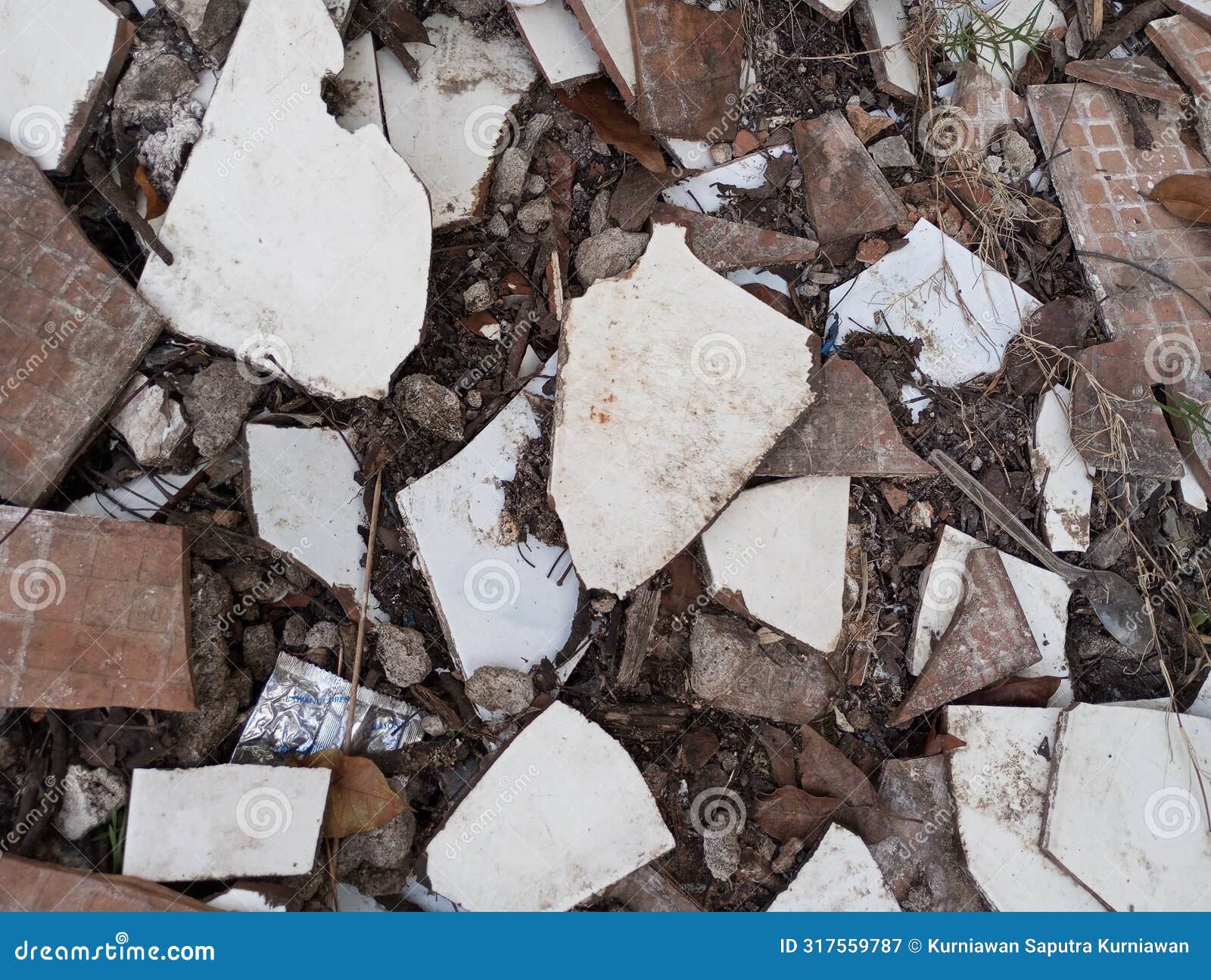 Broken Bricks and Concrete Blocks. Construction Debris Stock Image ...