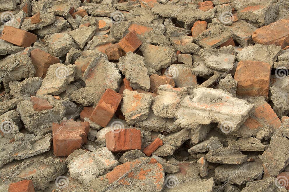 Broken Bricks and Construction Garbage Stock Image - Image of junk ...
