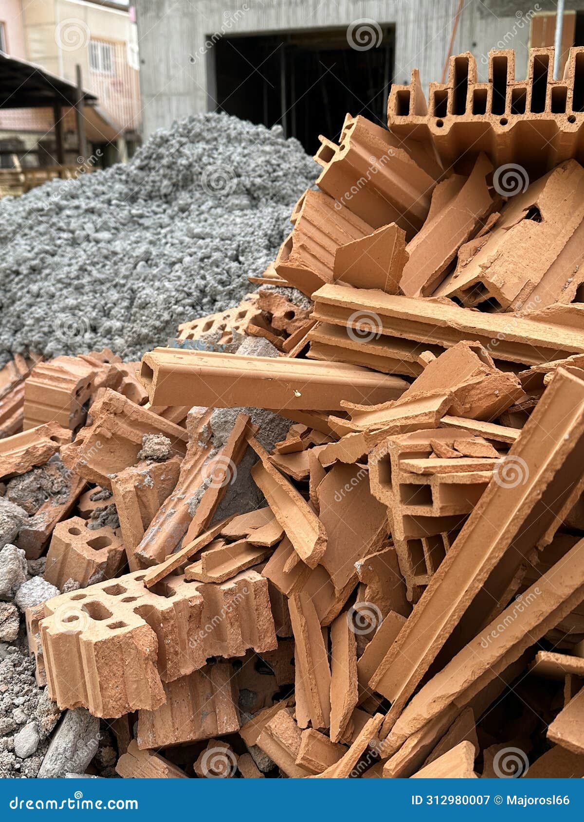 Broken Bricks at the Construction Site Stock Image - Image of damaged ...