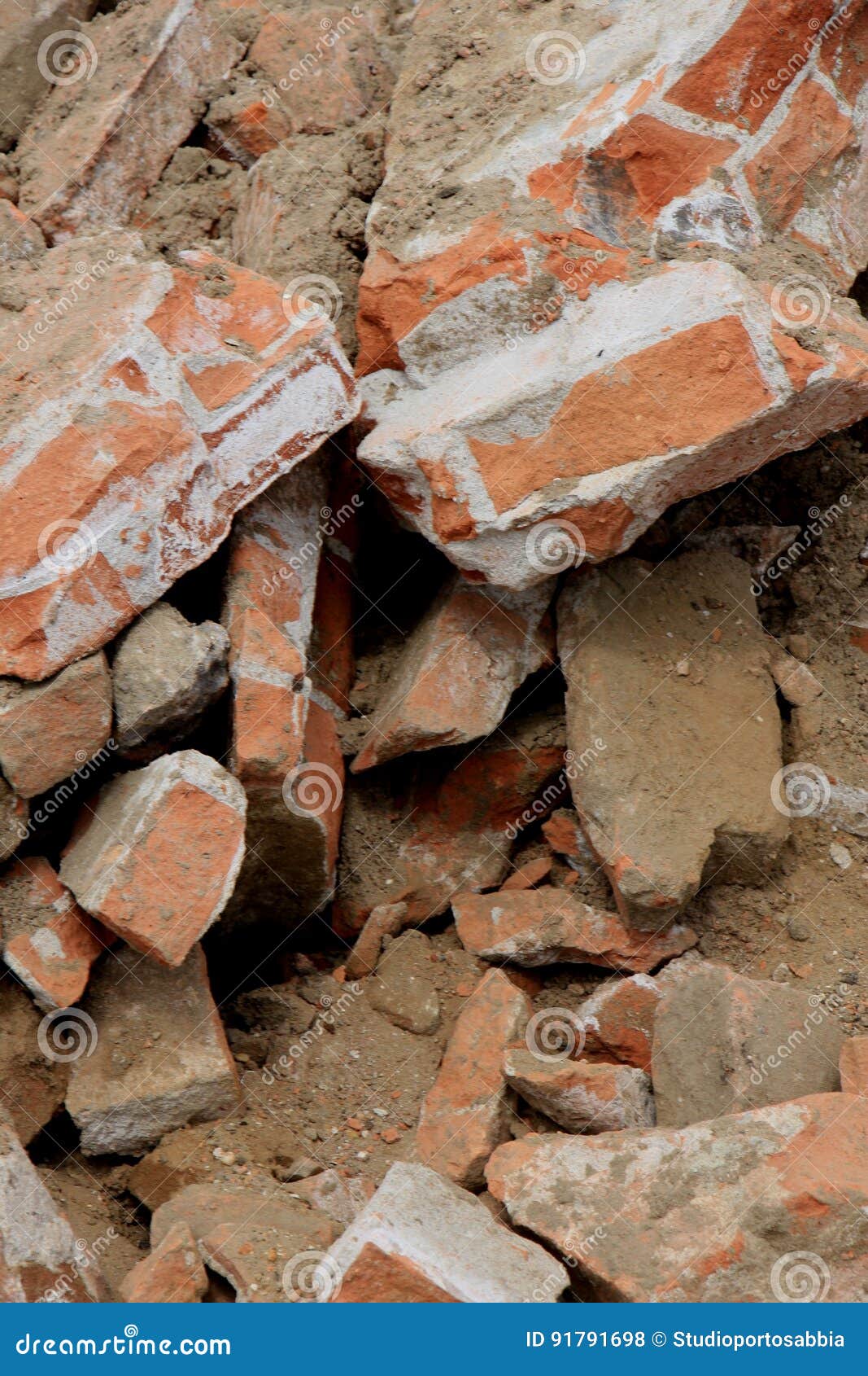 Broken Bricks on Construction Site Stock Photo - Image of stone, broken ...