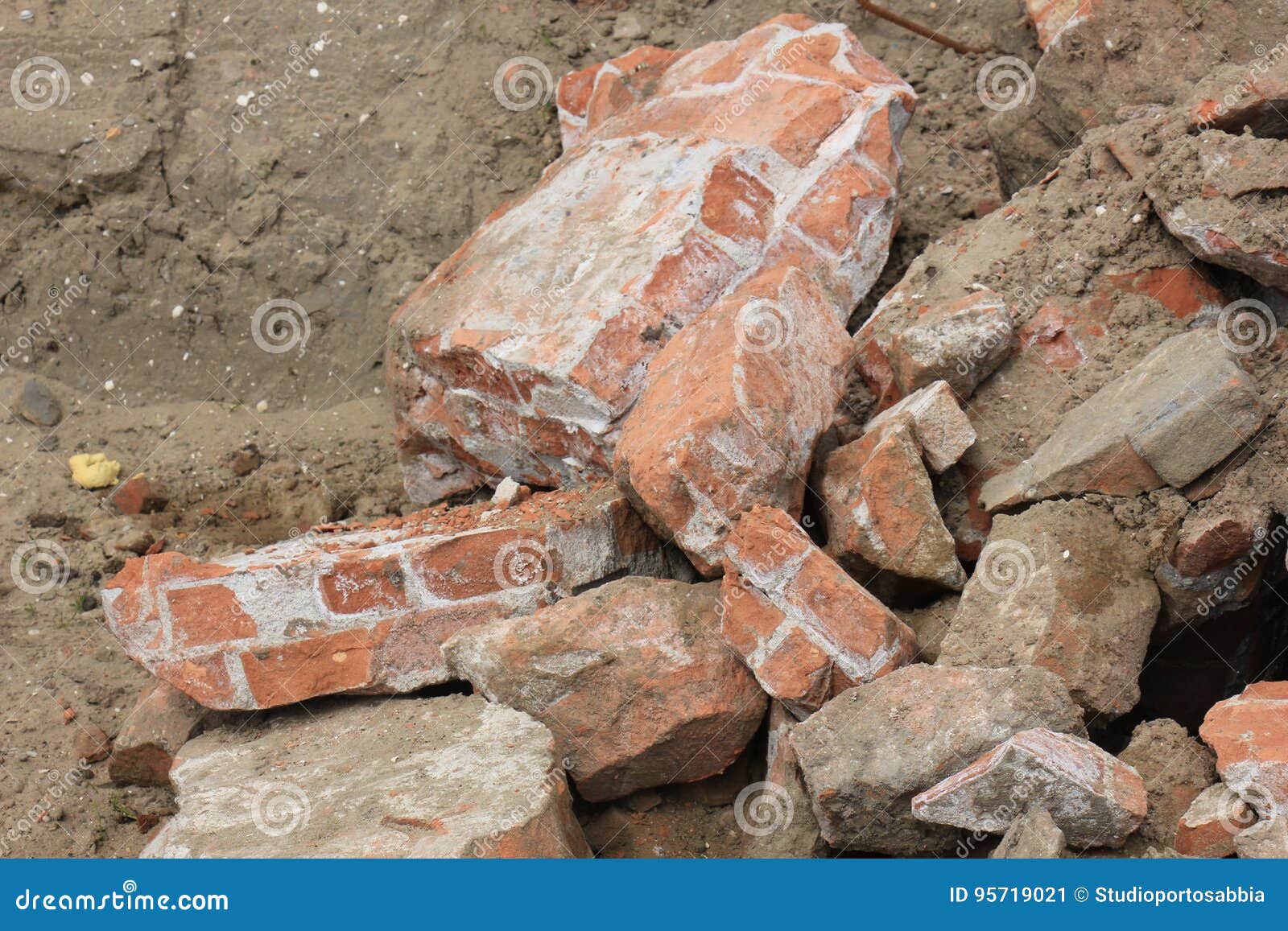 Broken Bricks on Construction Site Stock Image - Image of construction ...