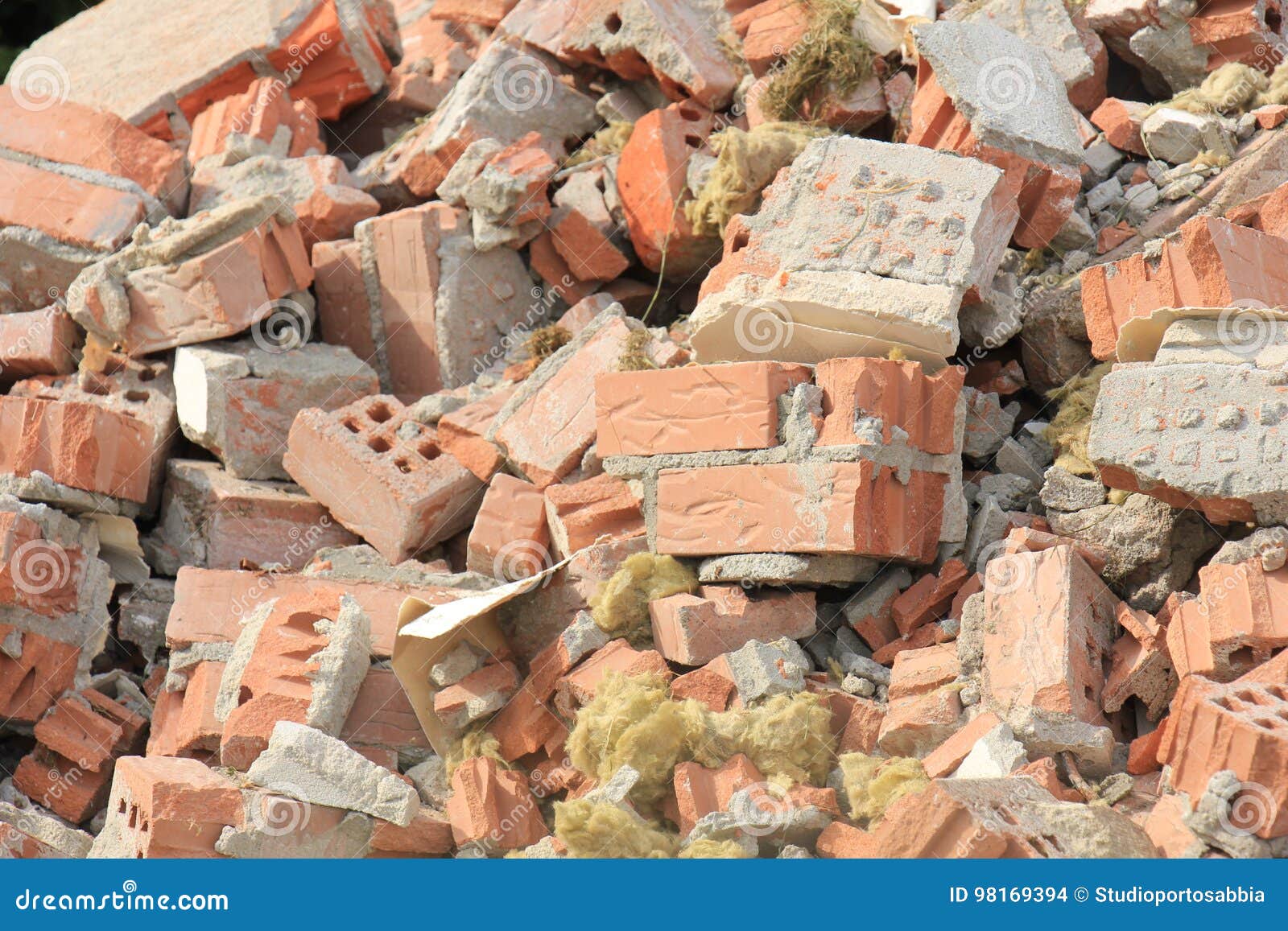 Broken Bricks on Construction Site Stock Photo - Image of work, brown ...