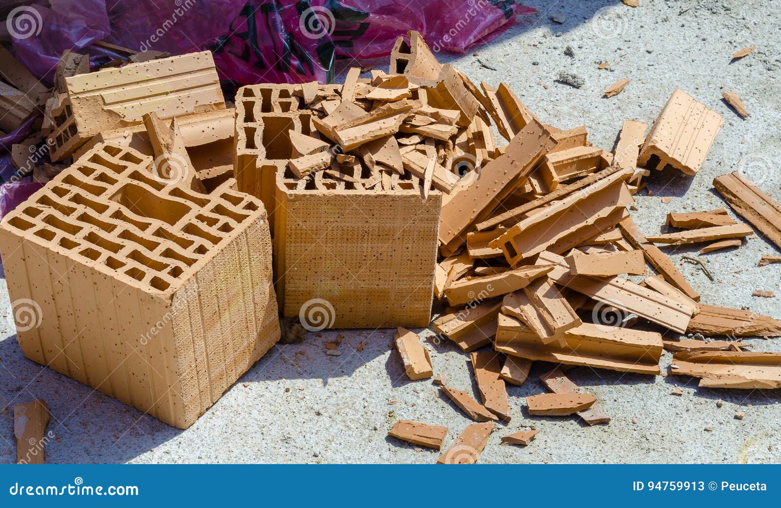Broken Bricks at the Construction Site Stock Image - Image of isolated ...