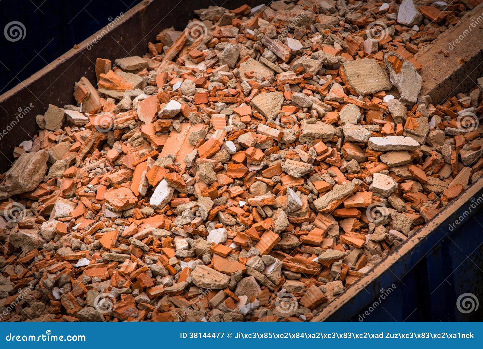 Broken Bricks in a Container Stock Image - Image of building, rubble ...