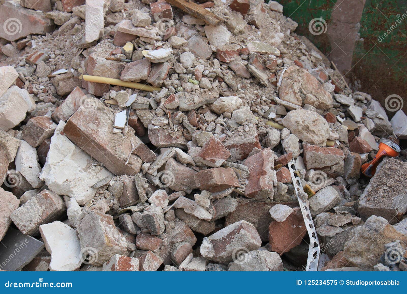 Broken Bricks in a Dumpster Stock Image - Image of wall, material ...