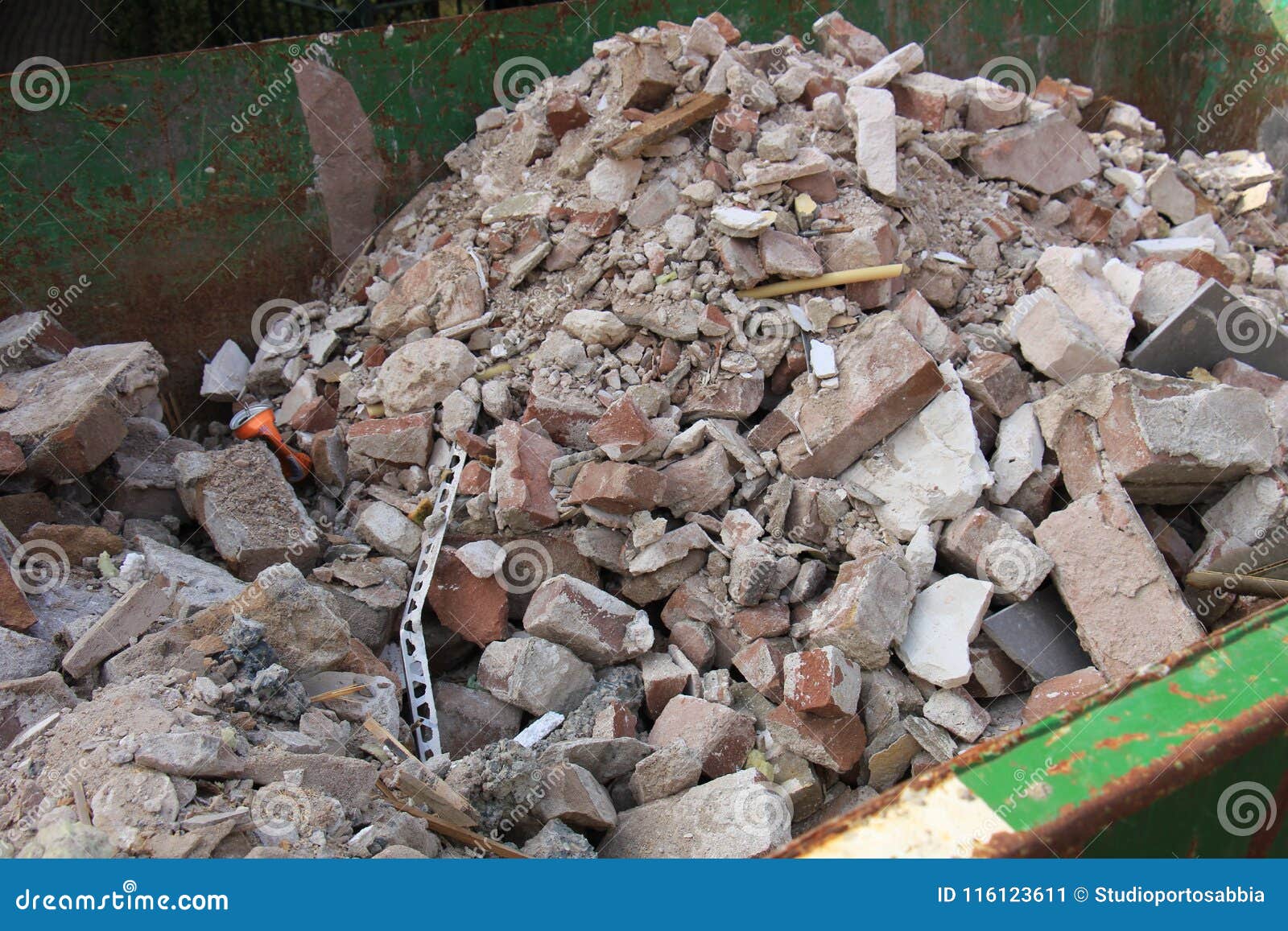 Broken Bricks in a Dumpster Stock Image - Image of debris, destruction ...