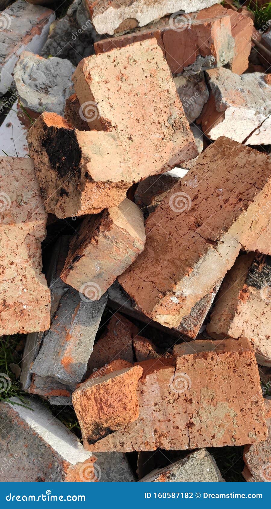 Broken Bricks on the Ground Stock Photo - Image of stone, brick: 160587182